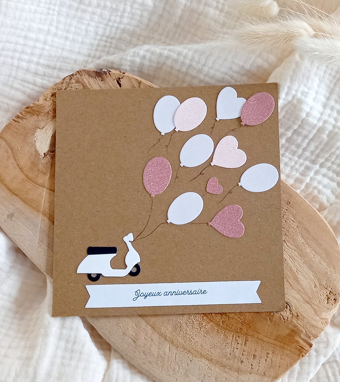 Balloon Birthday Card, Happy Birthday Card, Scooter Card, Handmade Card ...