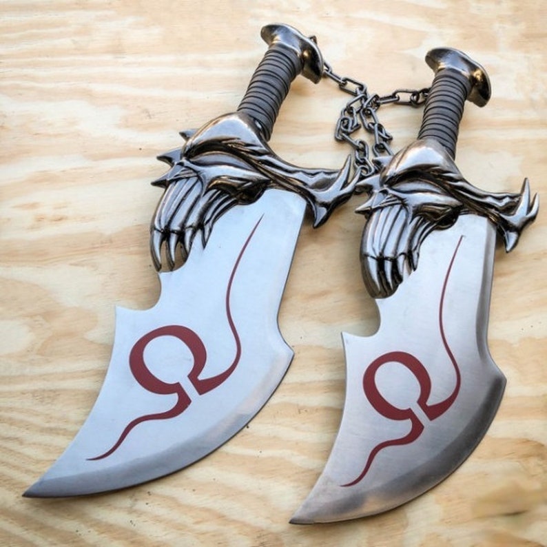 God of War Chaos War Twin Blade Knives Kratos Sword Dagger Set With Plaque 17 Gift Swords, Gift ...