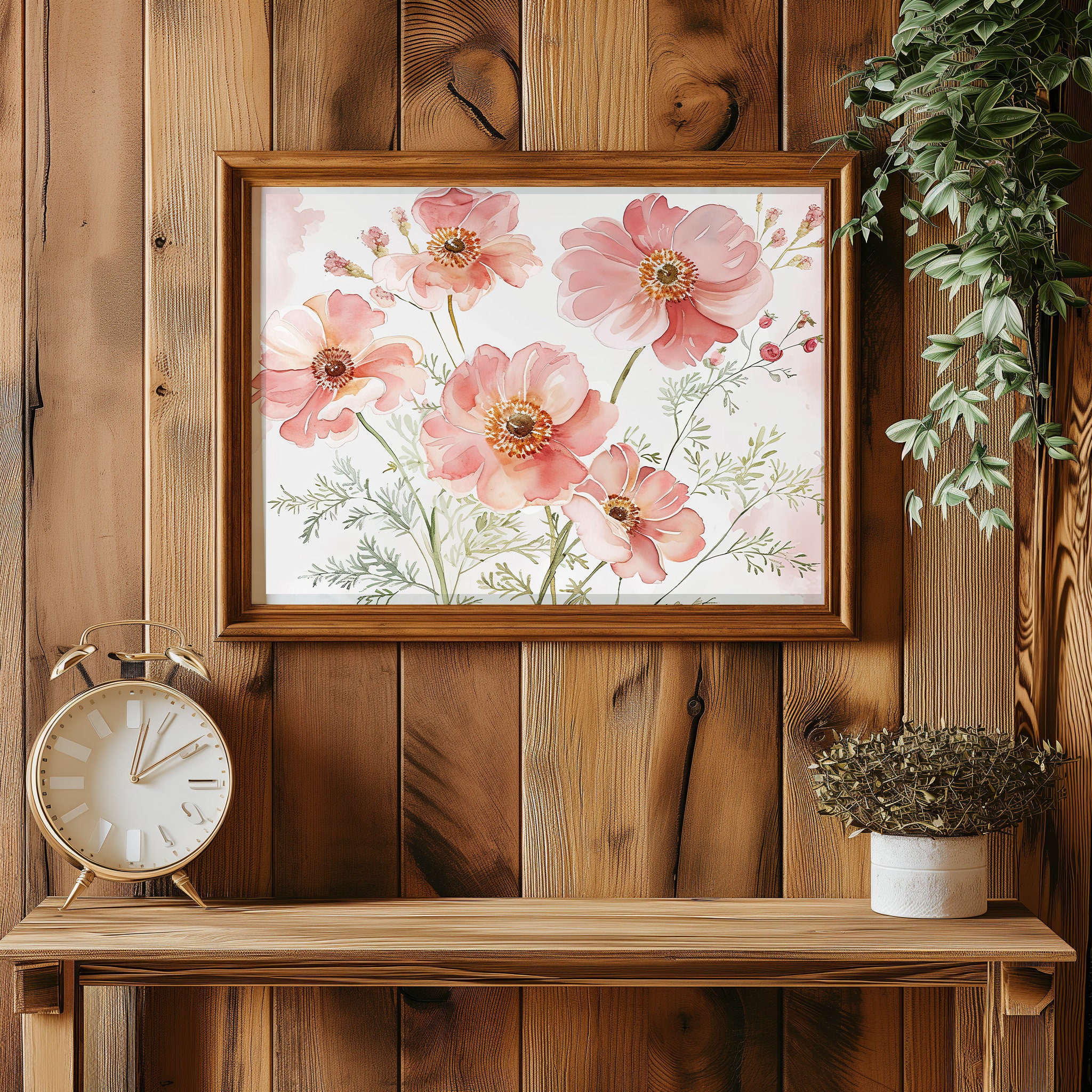 Pink Flowers Watercolor Watercolor Flowers Wall Art Botanical Print ...