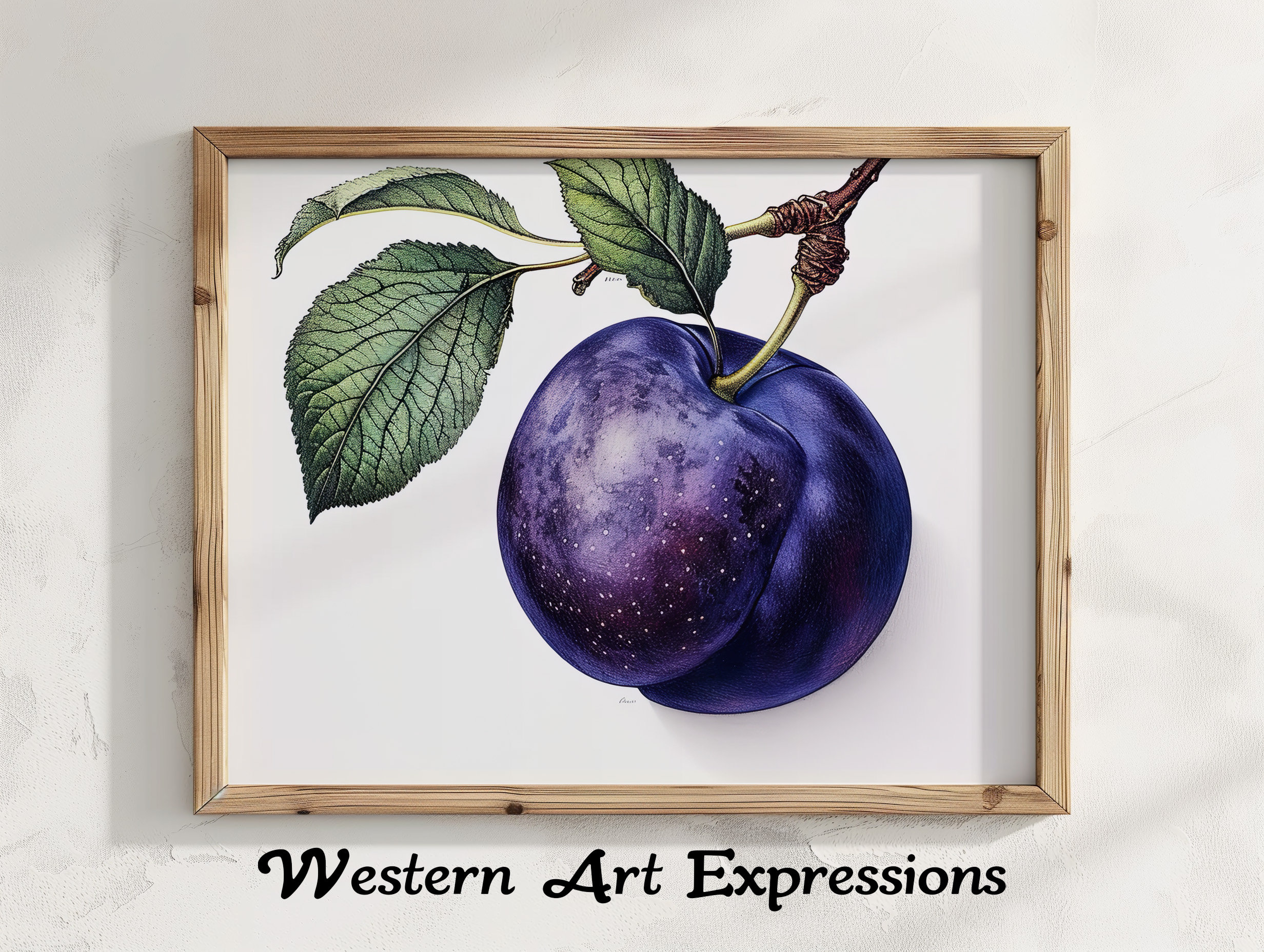Plum Illustration | Botanical Plum Wall Art | Space Galaxy Fruit ...