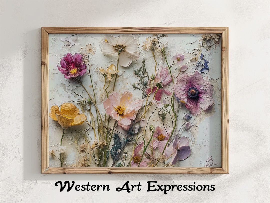 Flowers in Oil - Pressed Flower Painting | Textured Floral Wall Art ...