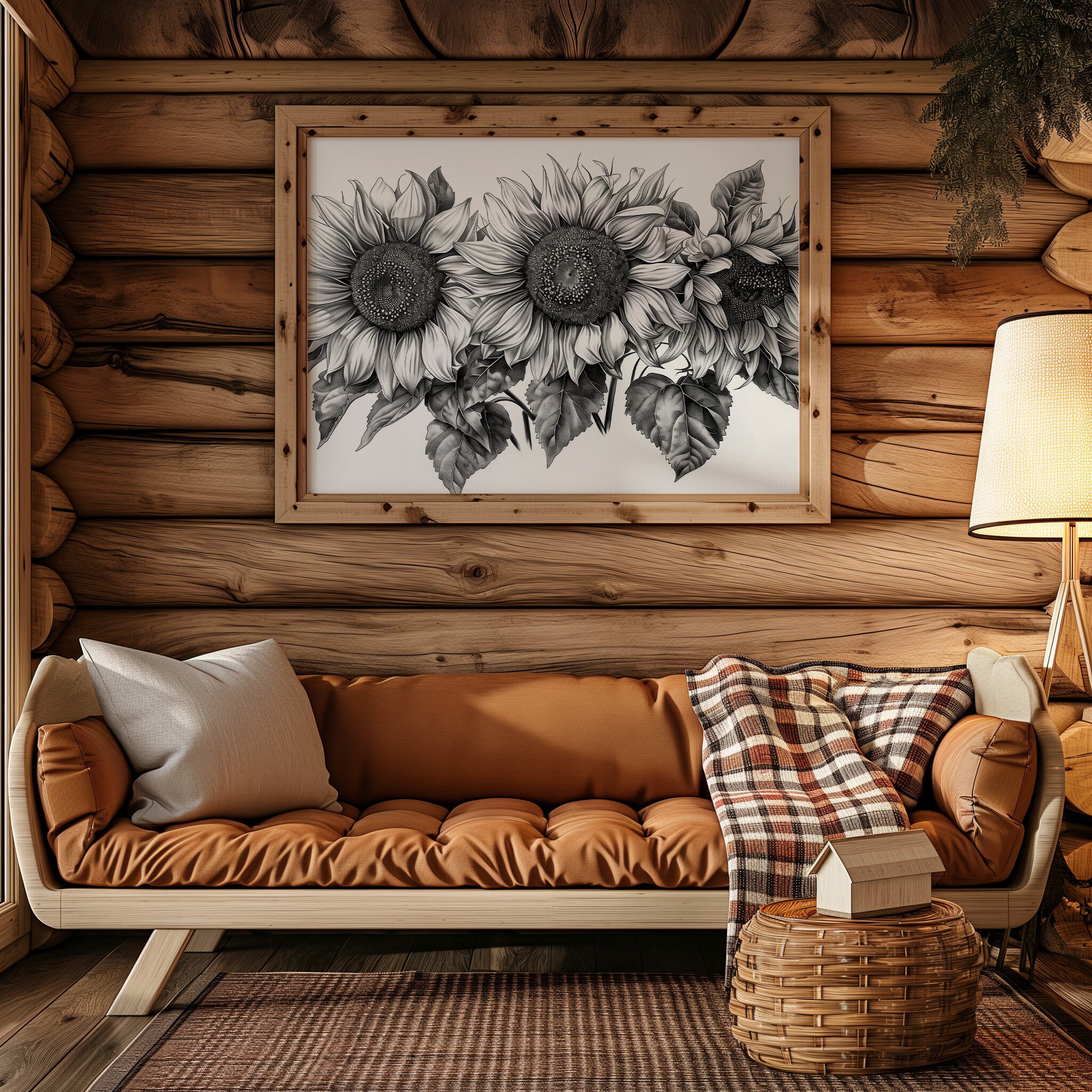 Sunflower Trio - Ink Drawing | Sunflower Wall Art | Black and White ...