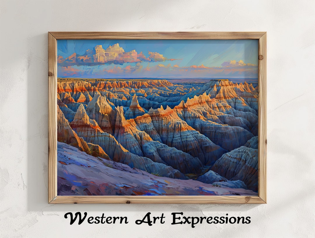 Landscape Oil Painting | Badlands | South Dakota | Sunrise | Digital ...