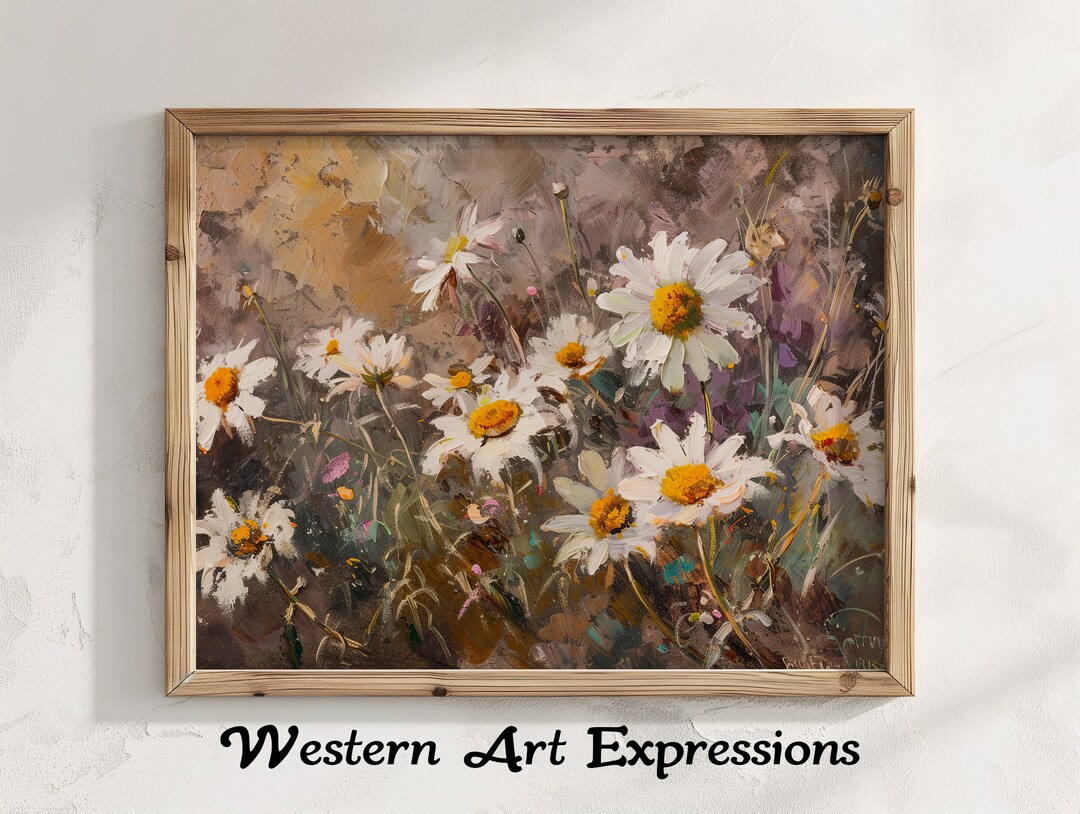 Rustic Daisy Flower Canvas Print | Farmhouse Decor Wall Art | Floral ...