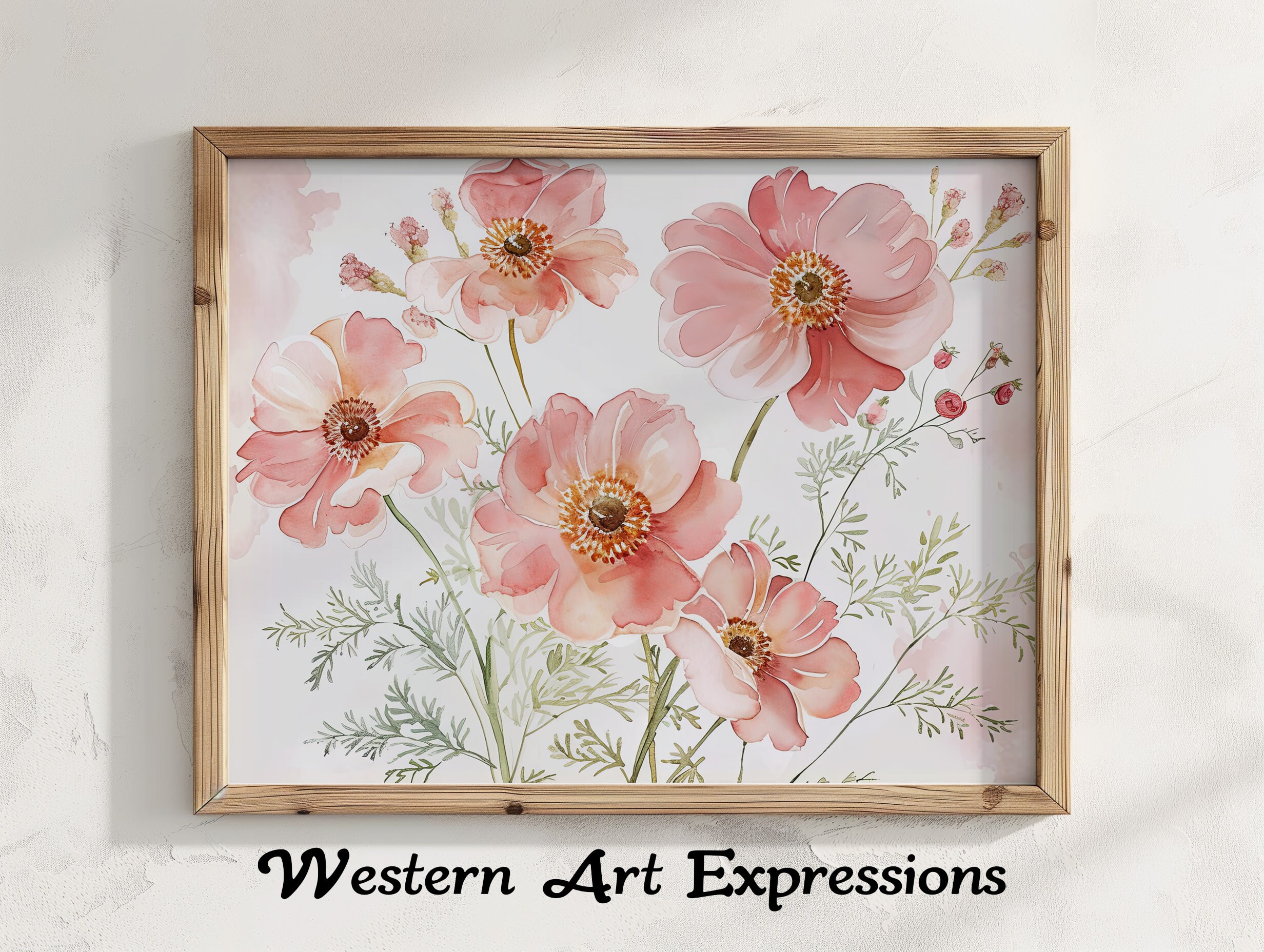 Pink Flowers Watercolor Watercolor Flowers Wall Art Botanical Print ...