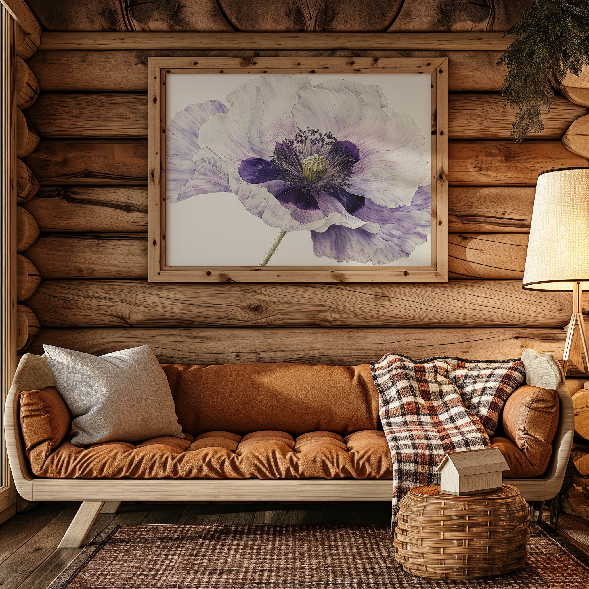 Poppy Flower Watercolor Illustration Large Purple Poppy Wall Art ...