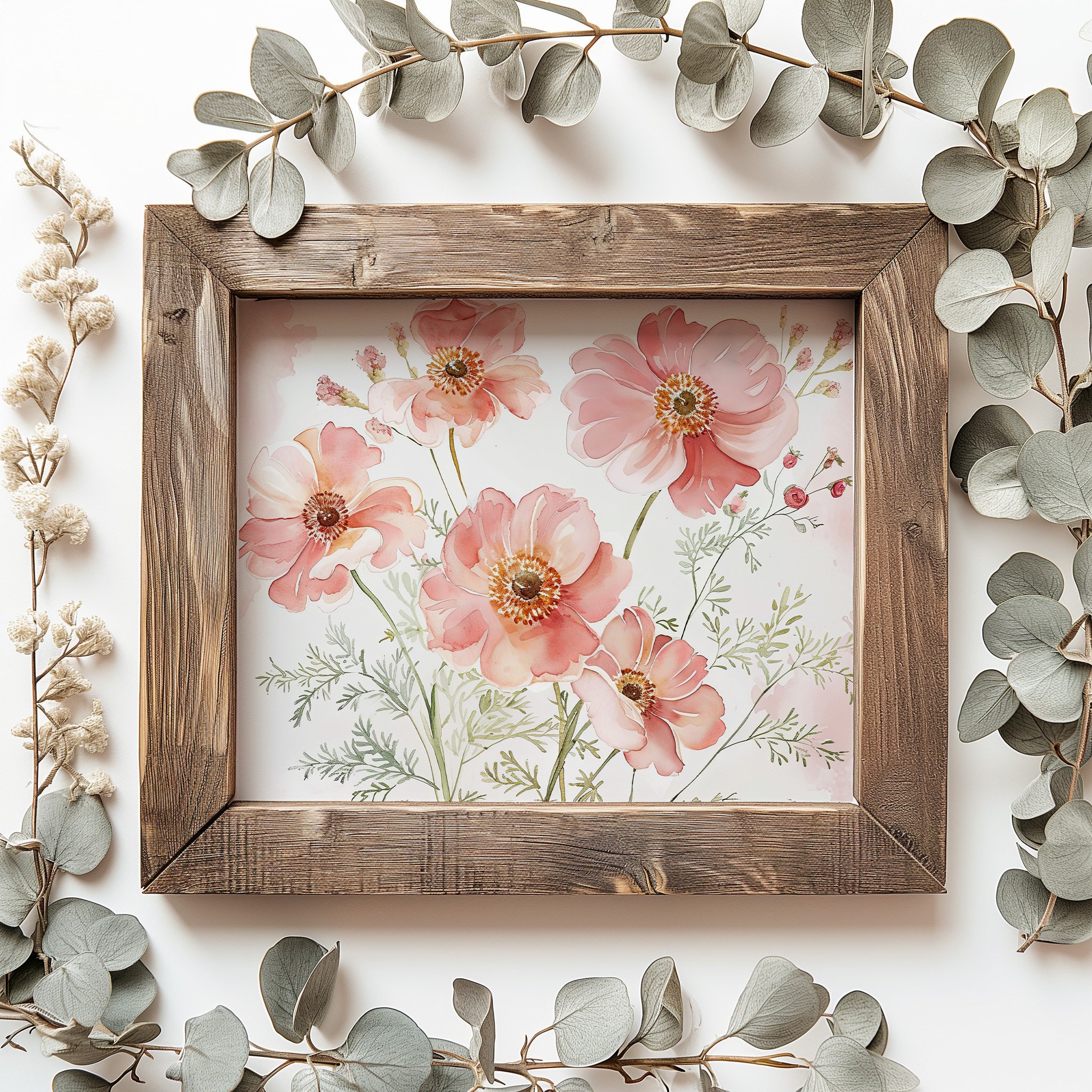 Pink Flowers Watercolor Watercolor Flowers Wall Art Botanical Print ...