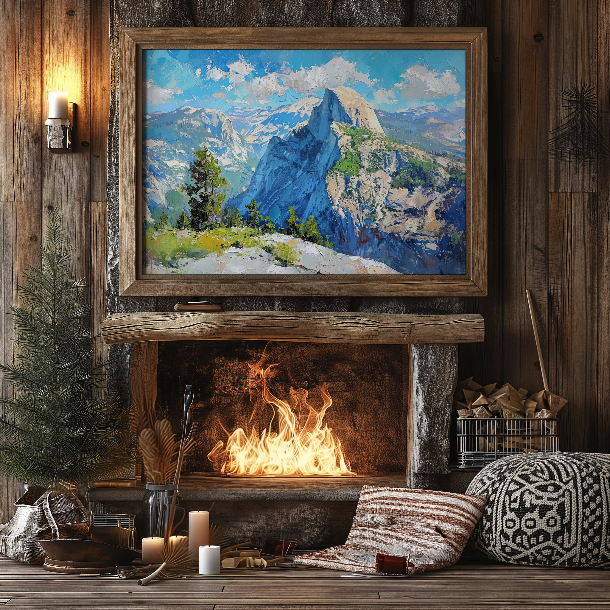 Yosemite Half Dome Digital Print | California Cabin Art | Digital Oil ...