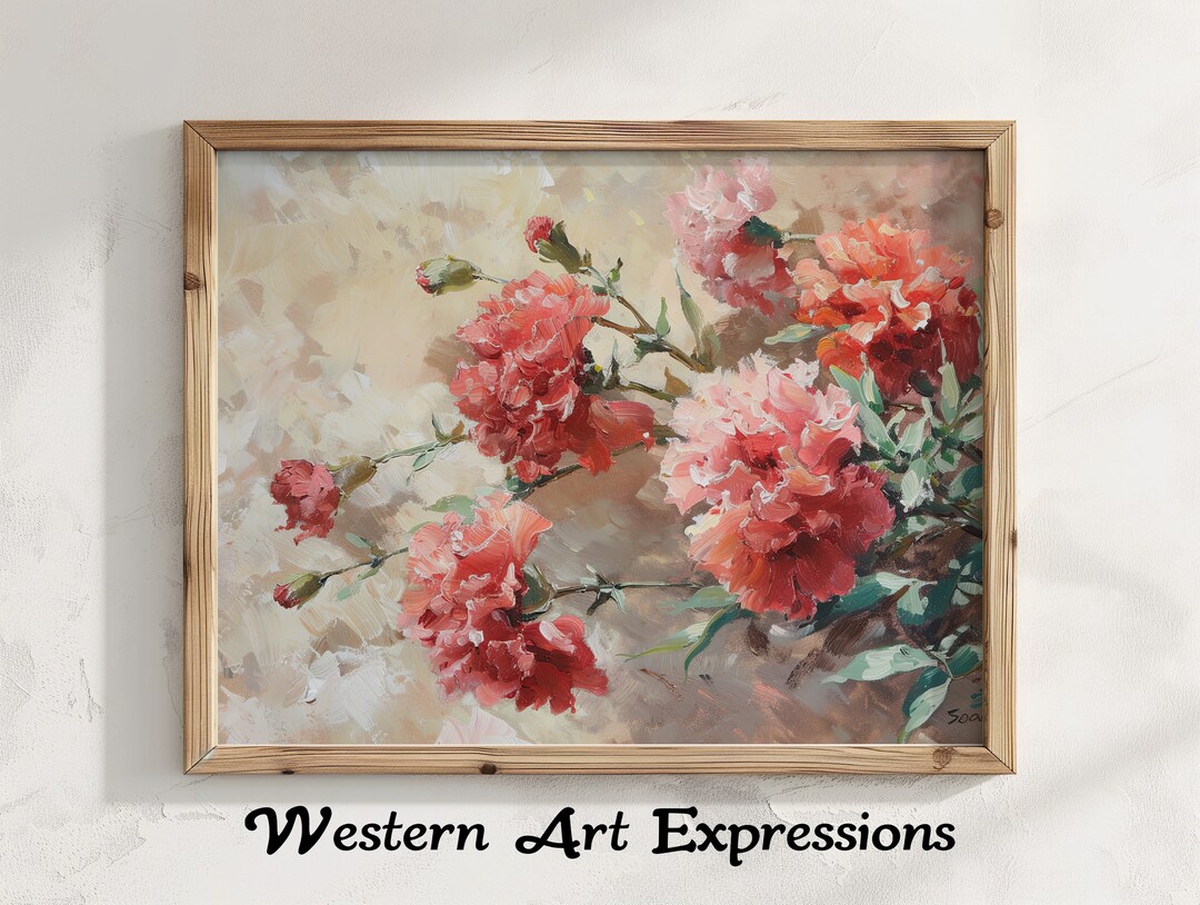 Earth Tone Artwork | Carnations | Floral Canvas Print | Vibrant Flower ...