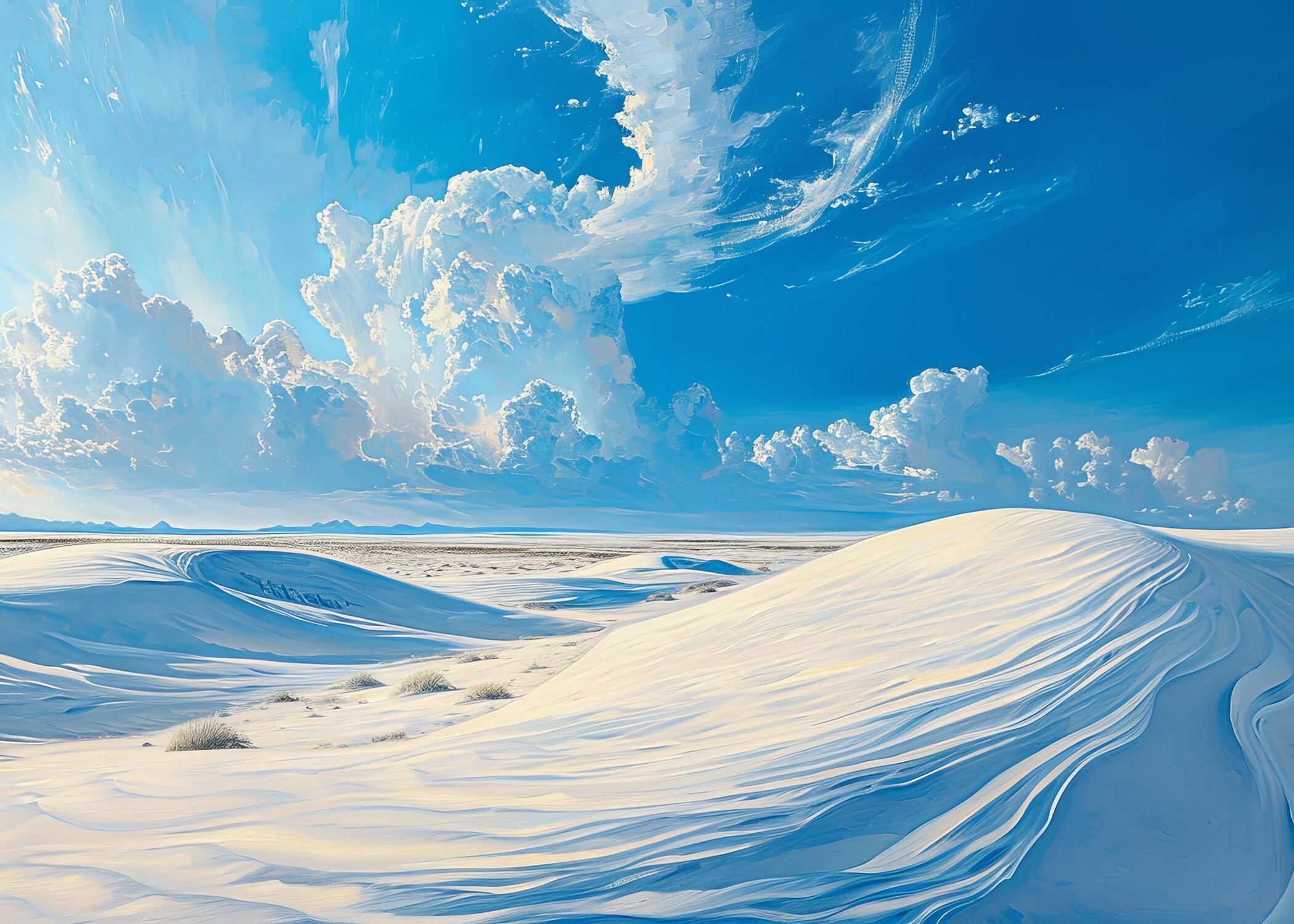 White Sands National Park Landscape Oil Painting Digital Print Rustic ...