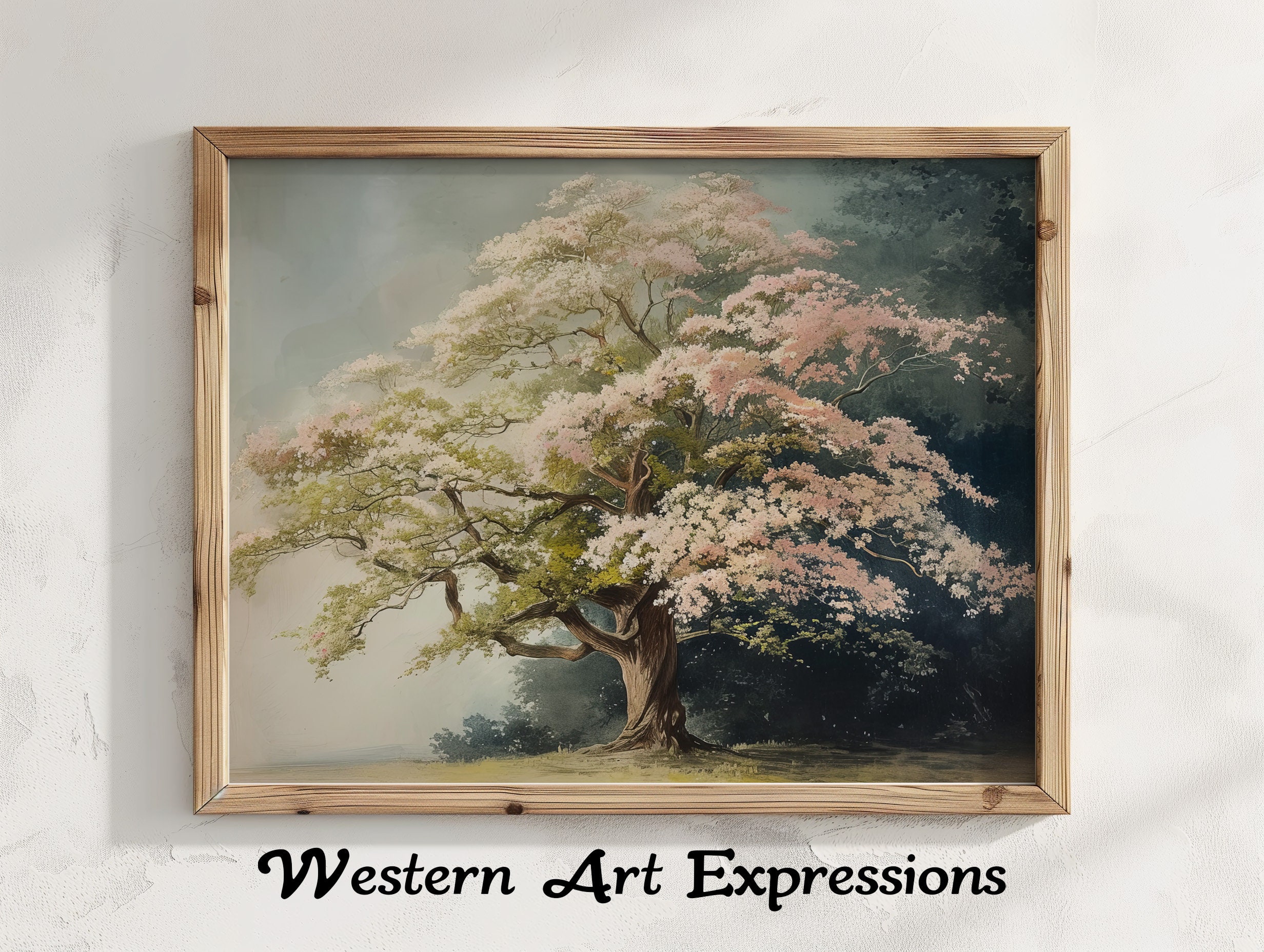 Early Bloom Vintage Eastern Dogwood Tree Painting Vintage Flowering ...