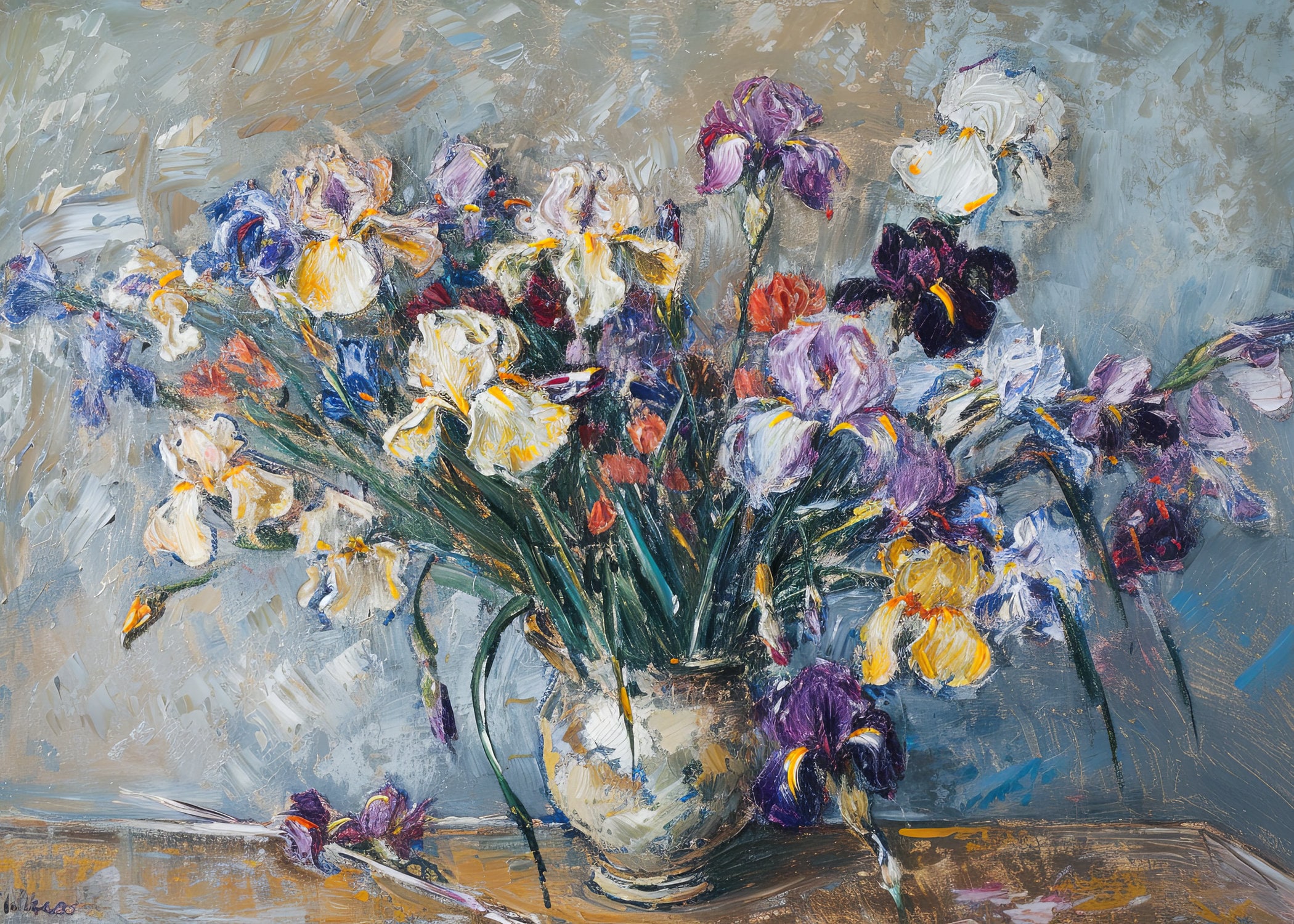 Irises in Vase - Oil Painting | Impressionist Floral Painting ...