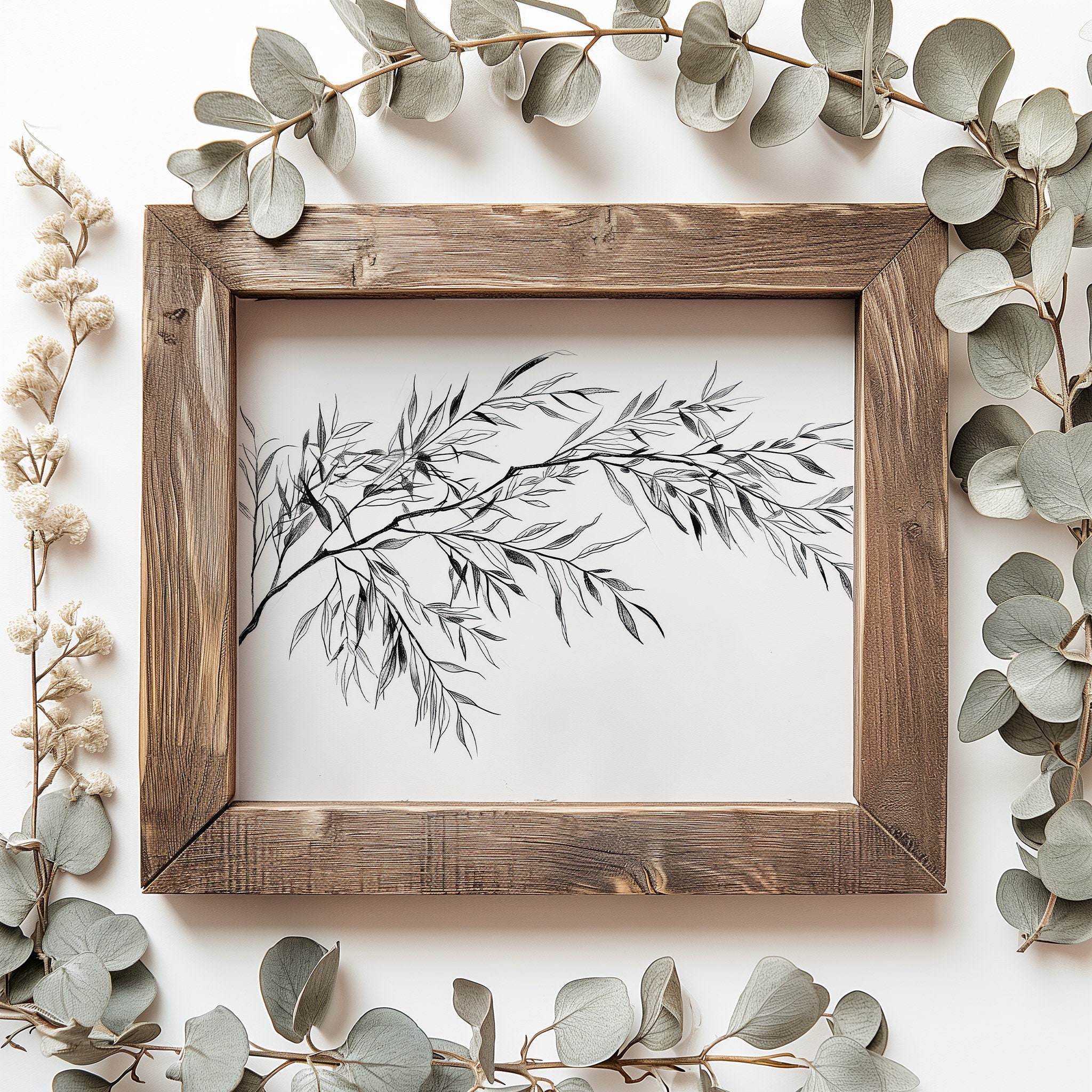 Willow Tree Branch - Ink Drawing | Minimalist Botanical Ink Drawing ...