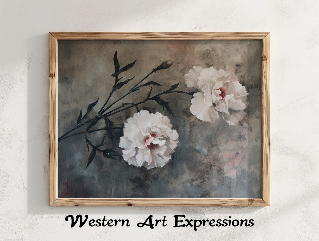 Carnations | Earth Tone Floral Art | Vintage Floral Wall Art ...
