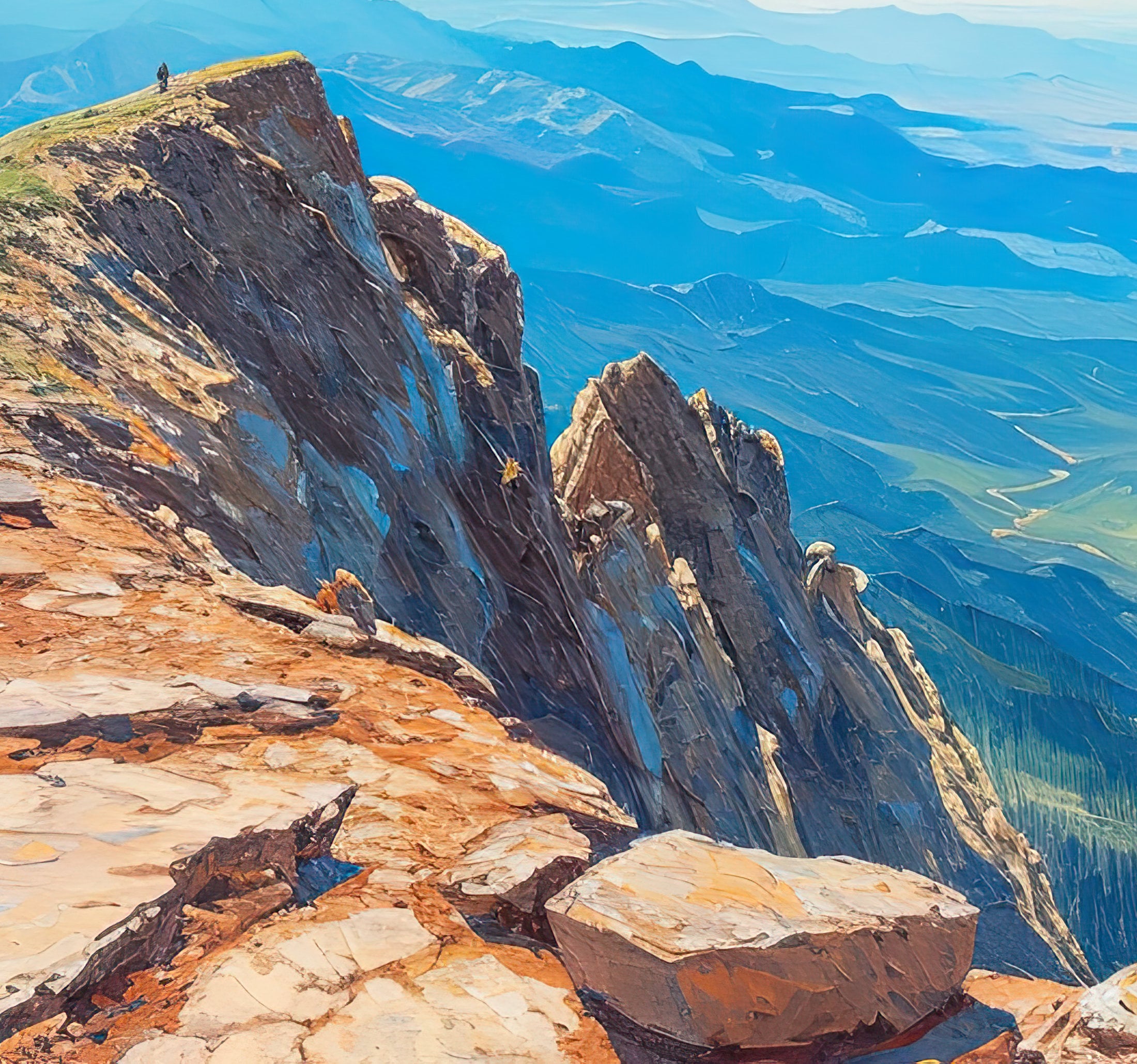 Pikes Peak Oil Painting Digital Print Rustic Cabin Decor Mountain Wall ...