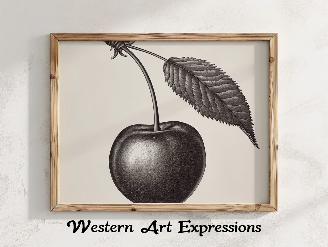 Cherry Illustration | Vintage Cherry Botanical Illustration | Kitchen ...