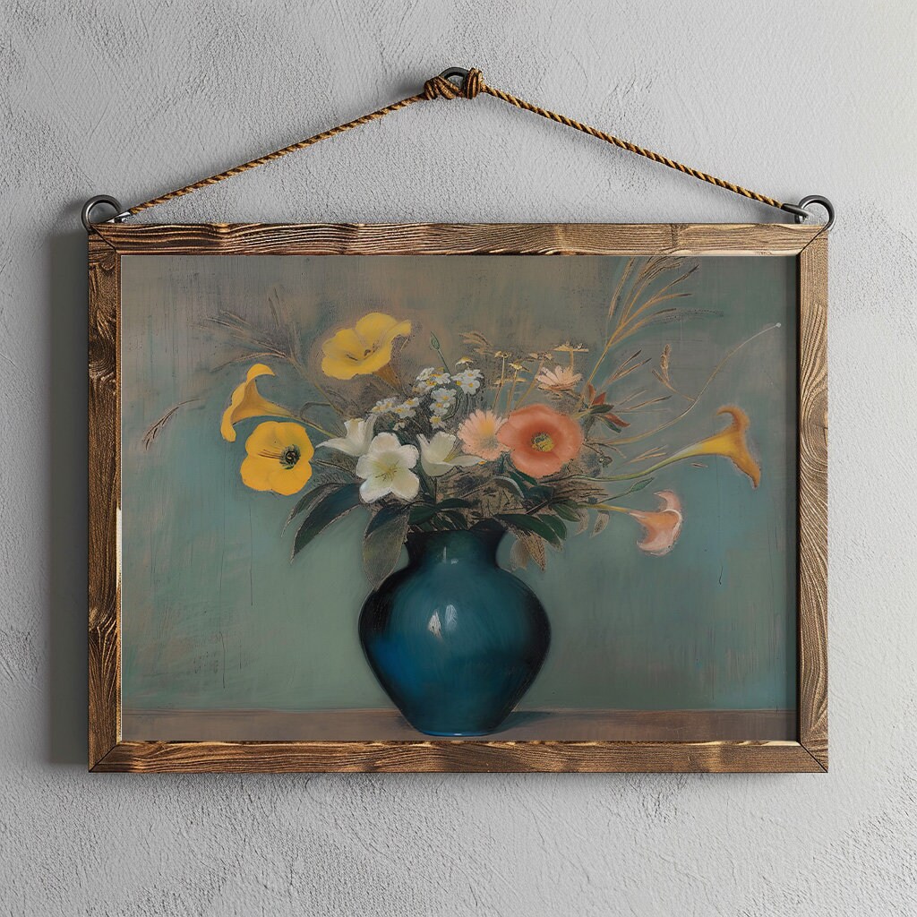 Simple Impressionist Flower Vase | Vintage Floral Still Life Canvas Art ...