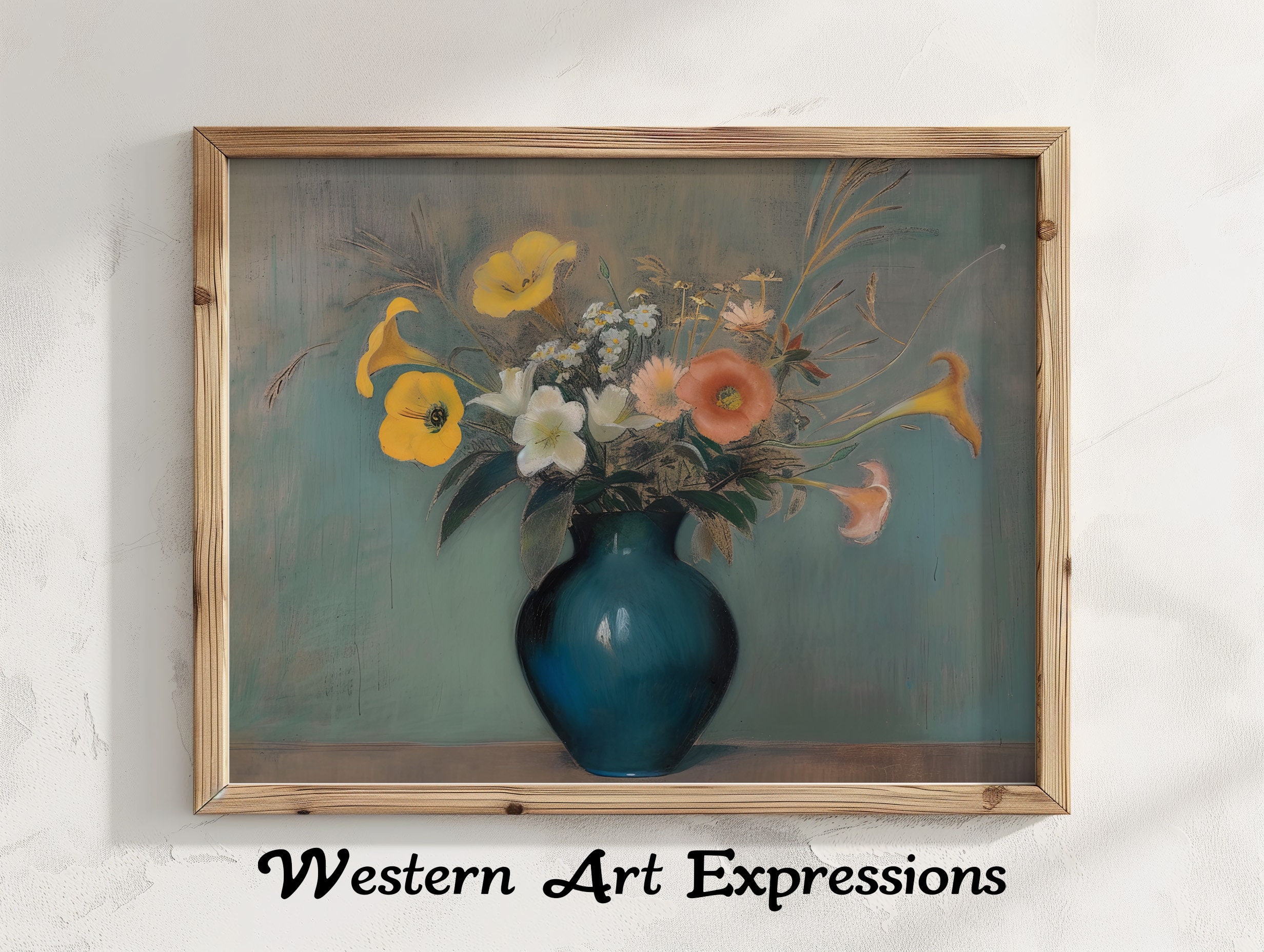 Simple Impressionist Flower Vase | Vintage Floral Still Life Canvas Art ...