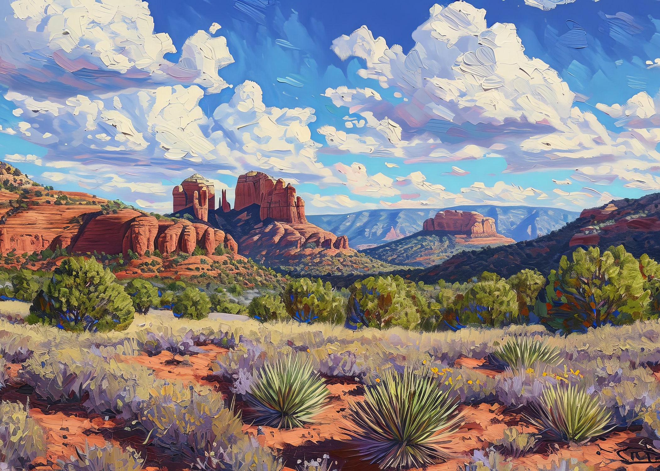 Cathedral Rock | Sedona Arizona | Oil Painting | Digital Print | Rustic ...