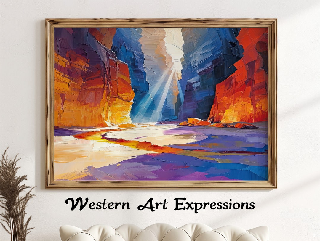 Antelope Canyon Oil Painting | Digital Print | Rustic Cabin Decor ...