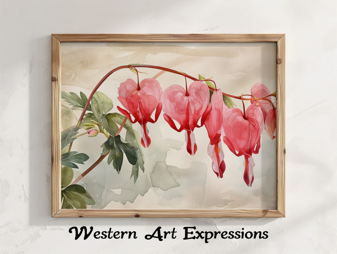 Watercolor Bleeding Hearts Blooming | Watercolor Floral Heart Art ...