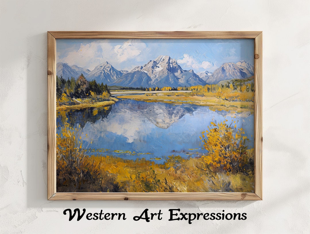 Oxbow Bend Oil Painting | Grand Teton | Oil Painting | Digital Print ...