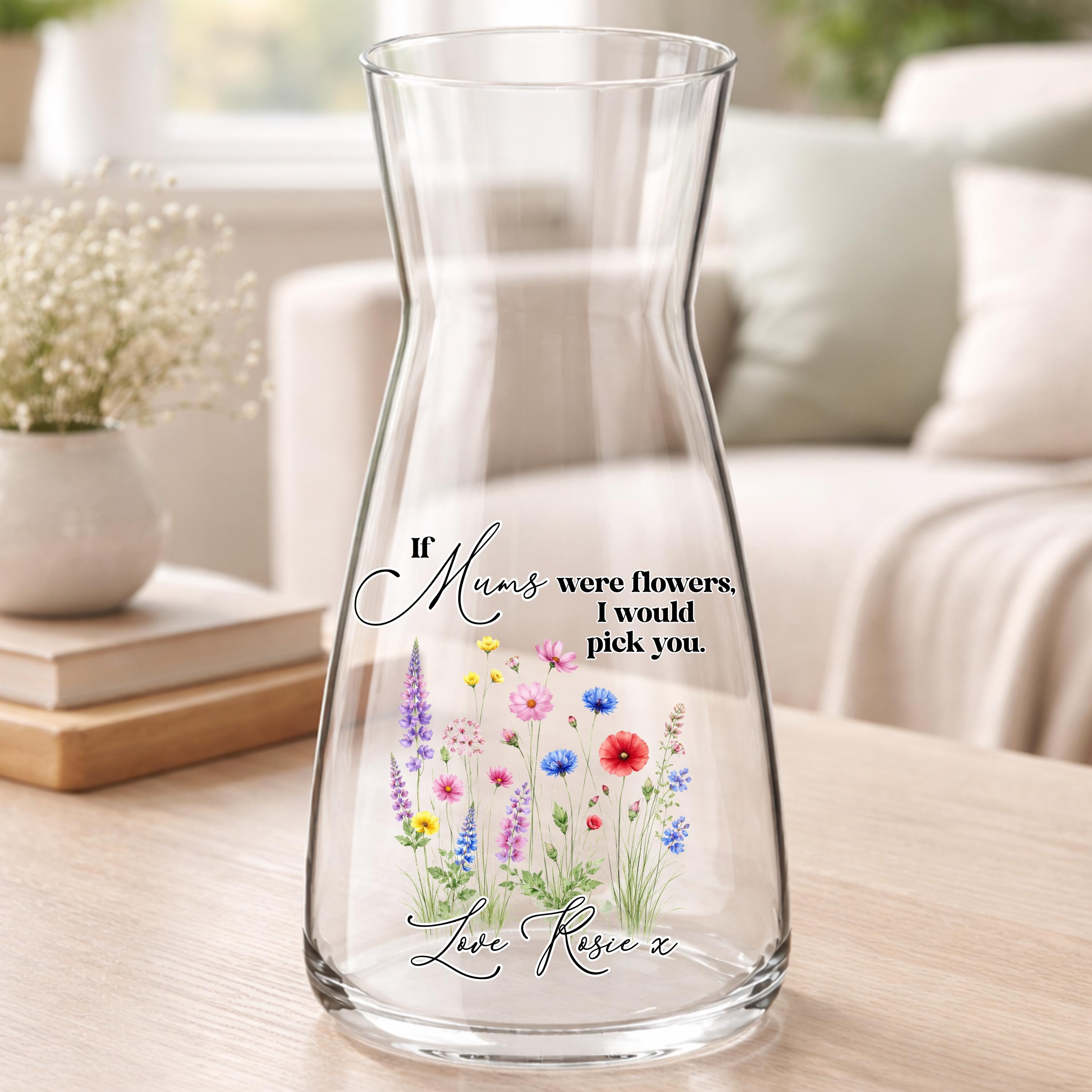 If Nans/mums Were a Flower Vase or UV DTF Decal, Custom Floral Names ...