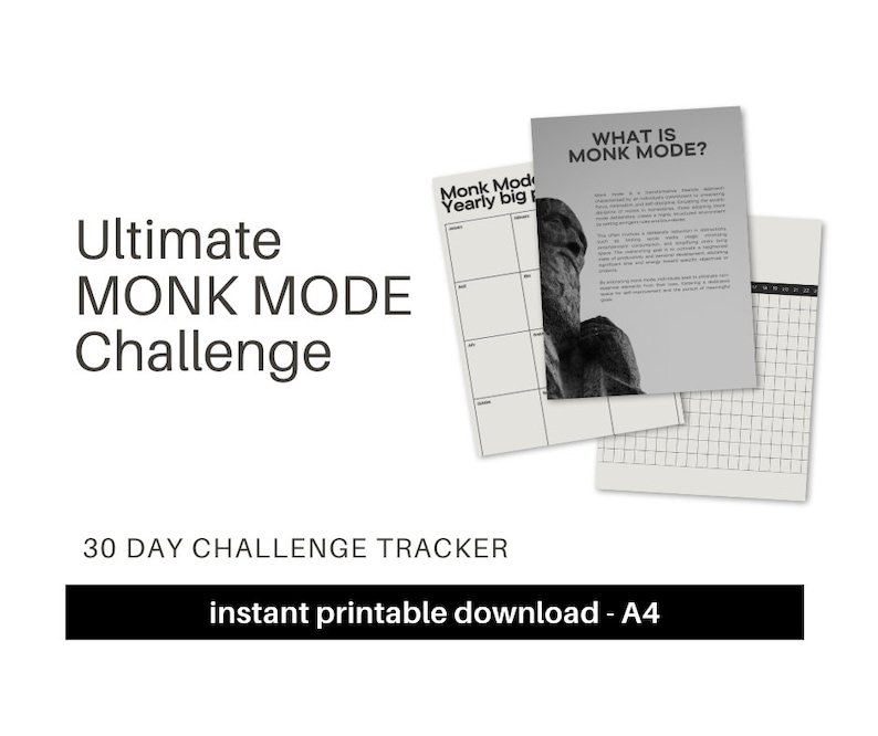 MONK MODE Challenge Printable Tracker - Etsy