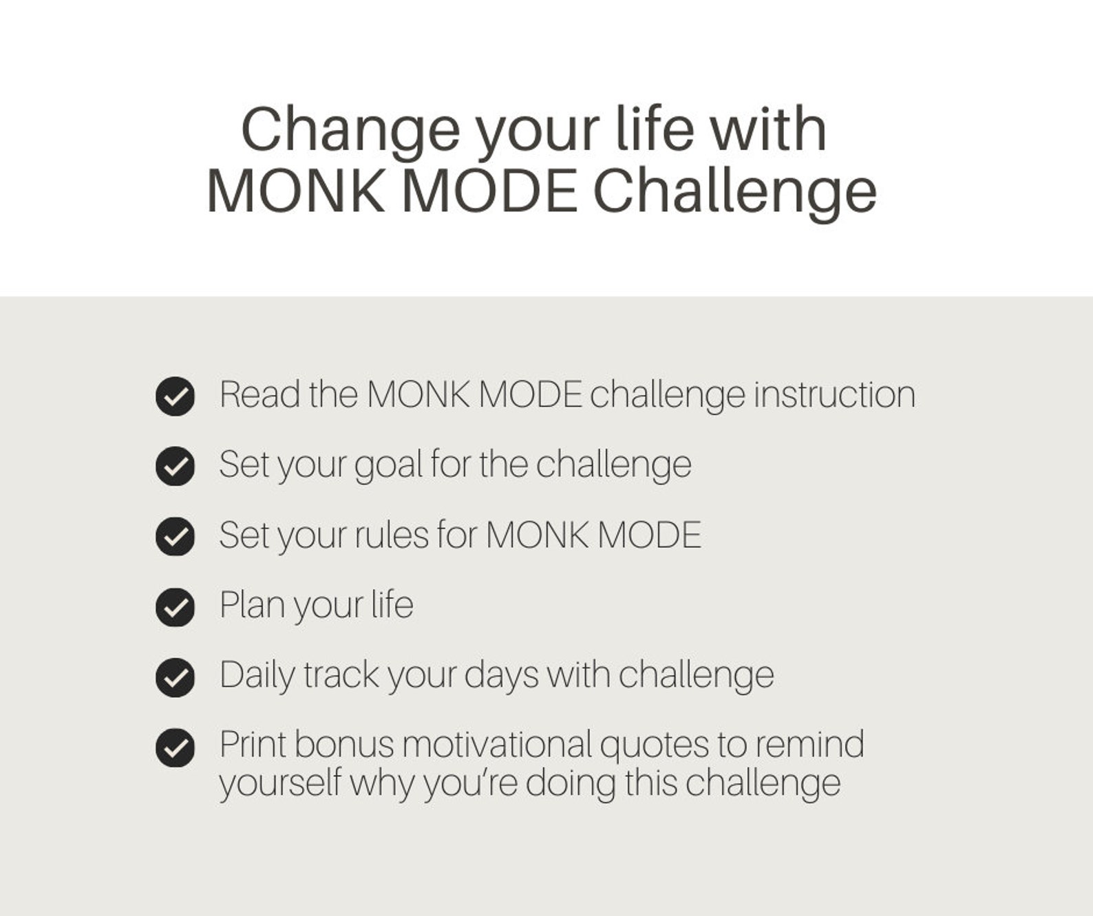 MONK MODE Challenge Printable Tracker - Etsy