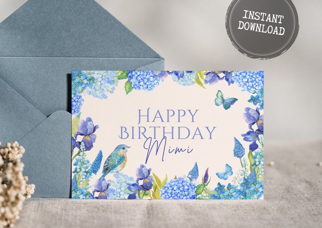 Happy Birthday Mimi Printable Foldable Card, Instant Download PDF ...