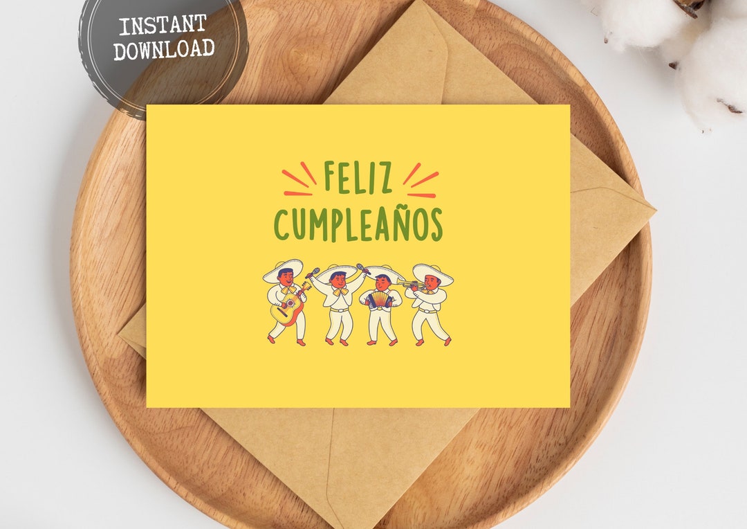 Feliz Cumpleanos Printable Foldable Card, Instant Download PDF, Birthday, Feliz Cumple, Tarjeta ...