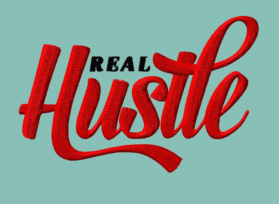 Real Hustle Text Embroidery File - Etsy