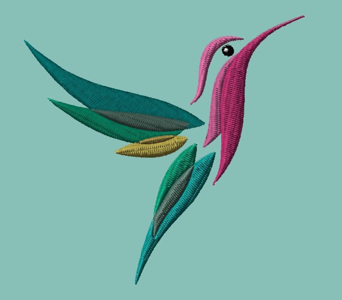 Colourful Bird Colibri Hummingbird Embroidery File - Etsy