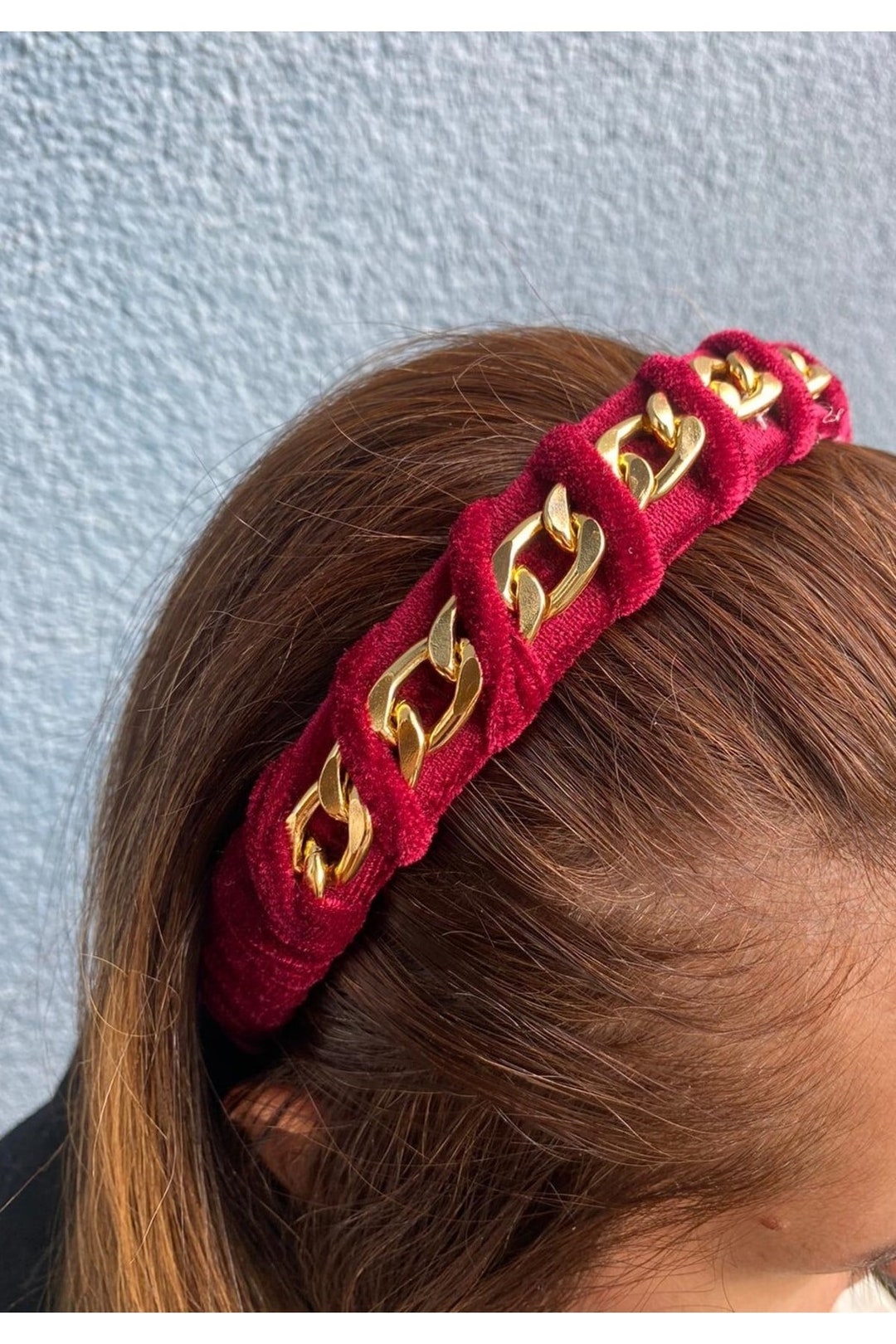 Burgundy Velvet Crown With Chain Detail A Piece Where Elegance and ...