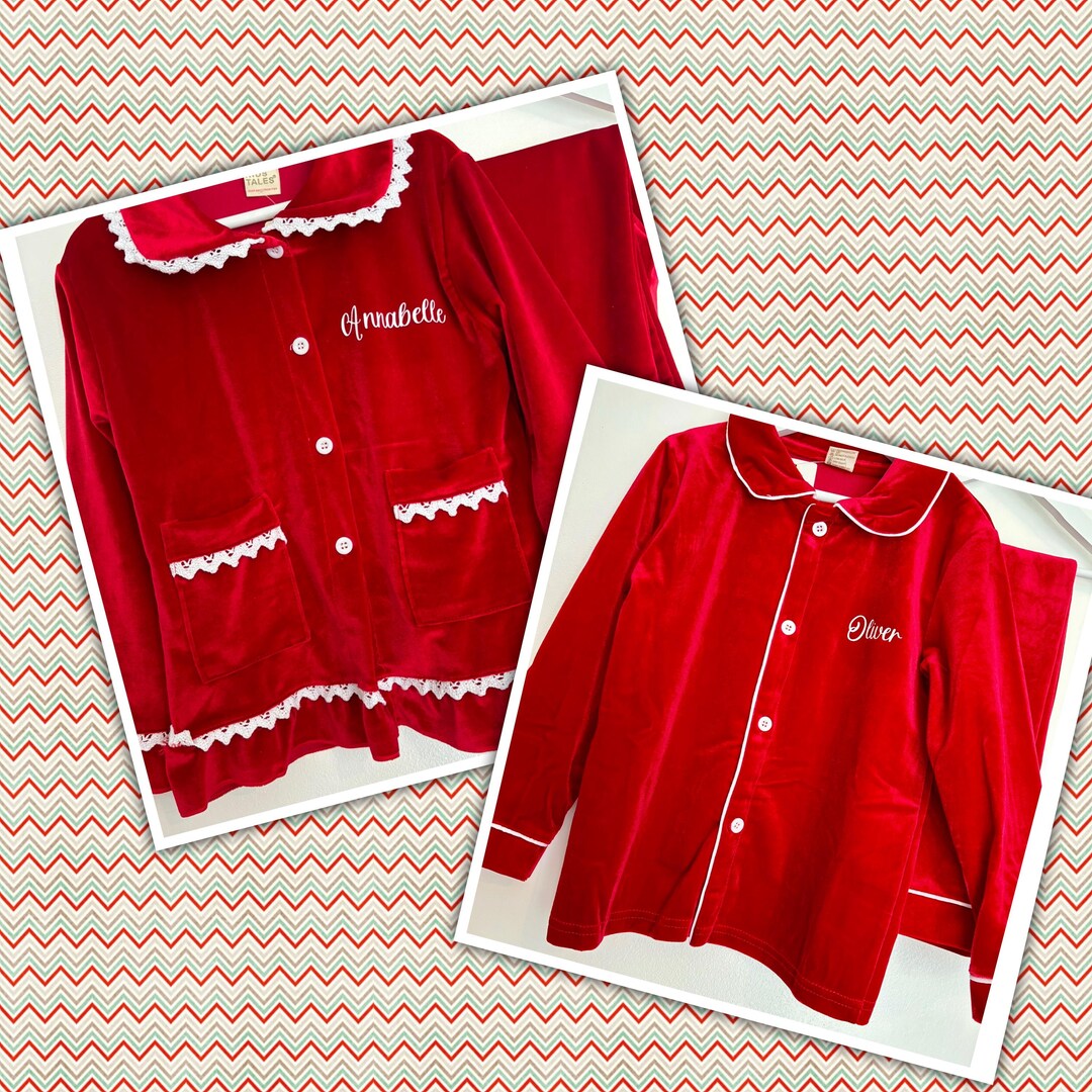 Personalised Red Velvet Tradition Childrens Pjs Christmas - Etsy UK