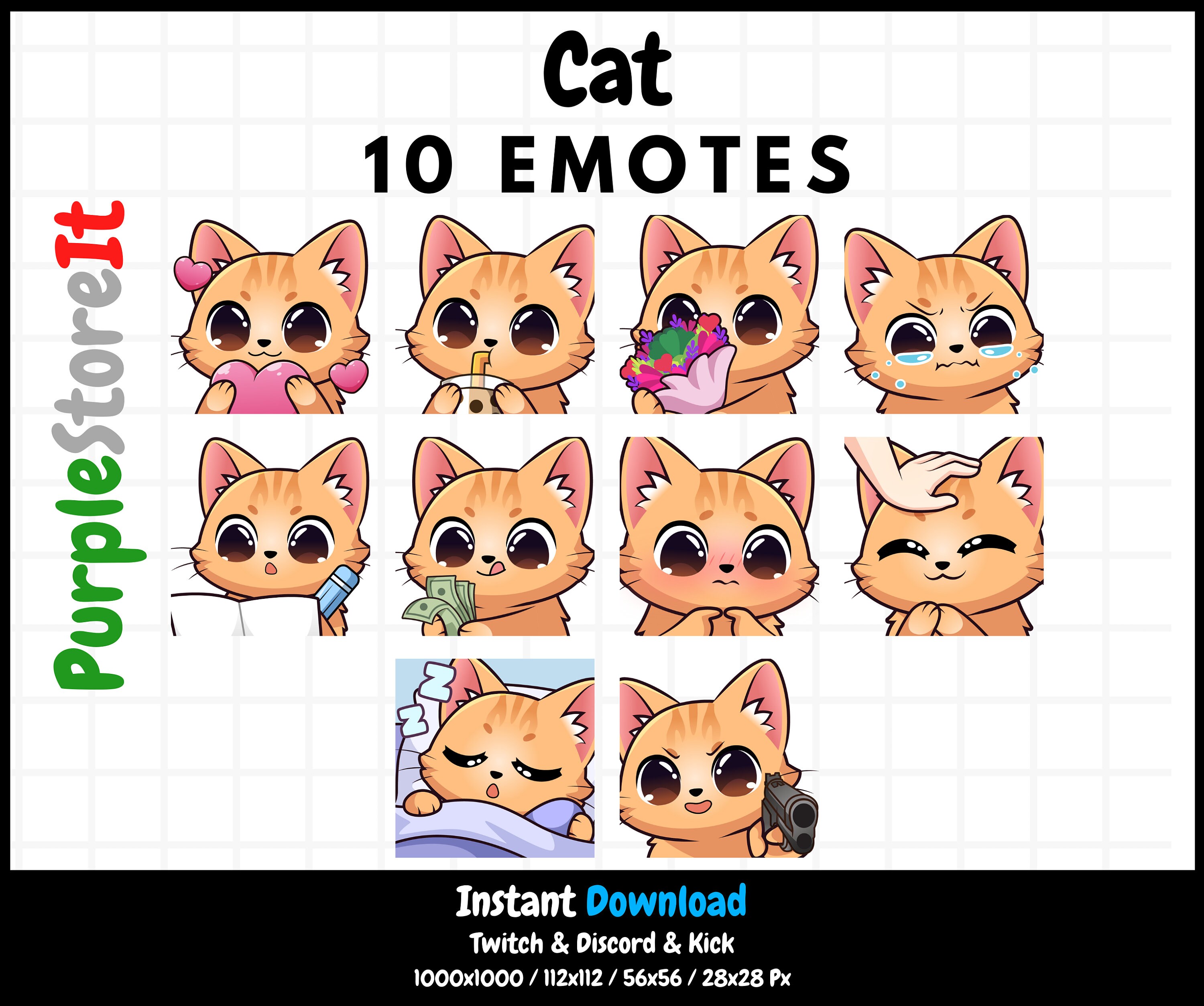 10 Orange Cat Emotes | Twitch Emotes | Discord Emotes | Kick Emotes ...