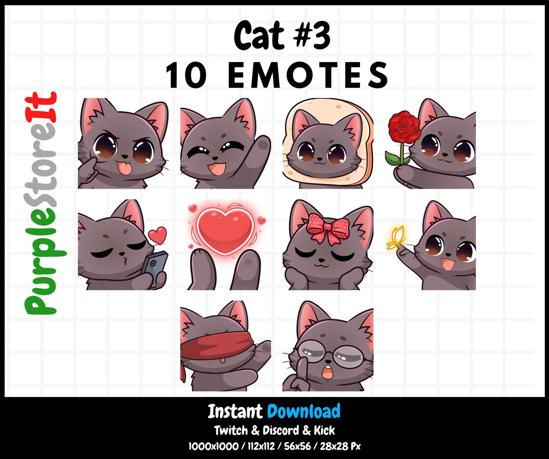 10 Gray Cat Emotes | Twitch Emotes | Discord Emotes | Kick Emotes ...