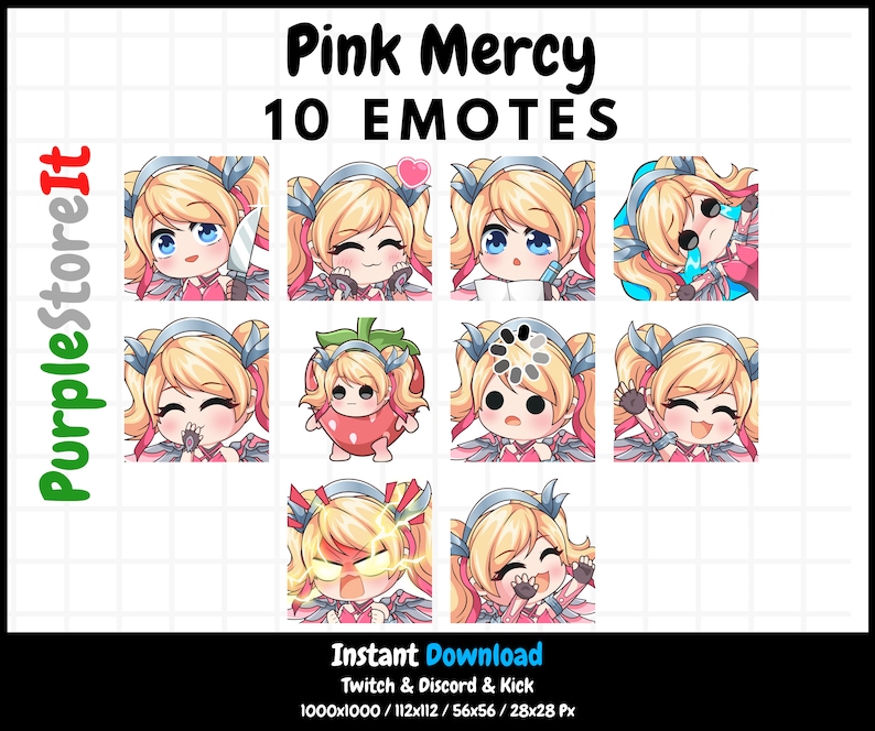 10 Pink Mercy Emotes From Overwatch | Twitch Emotes | Discord Emotes ...