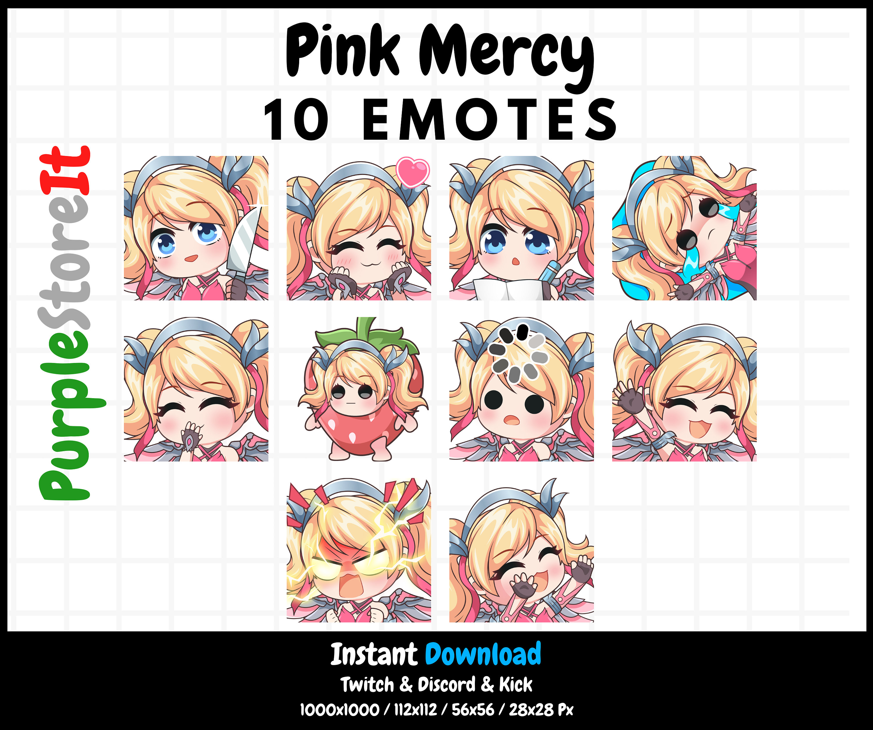 10 Pink Mercy Emotes From Overwatch | Twitch Emotes | Discord Emotes ...