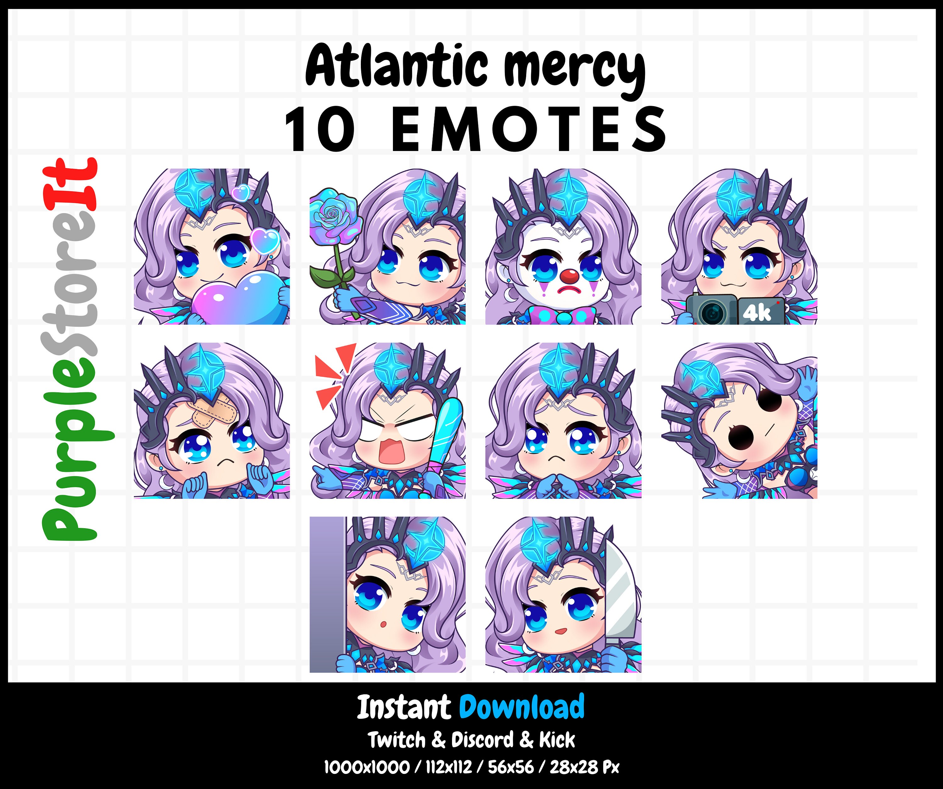 10 Atlantic Mercy Emotes From Overwatch | Twitch Emotes | Discord ...