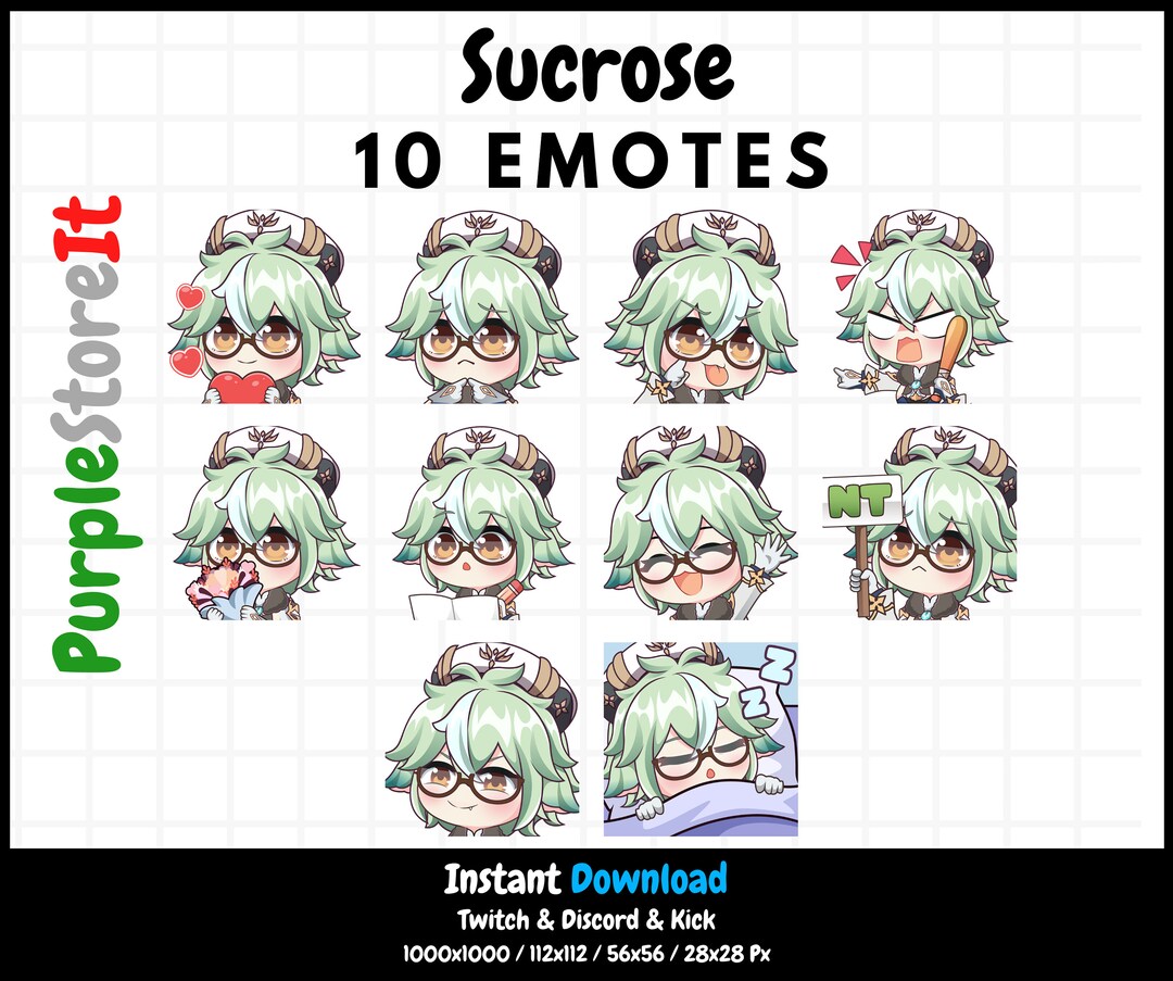 10 Sucrose Emotes From Genshin Impact Twitch Emotes Discord Emotes Kick ...