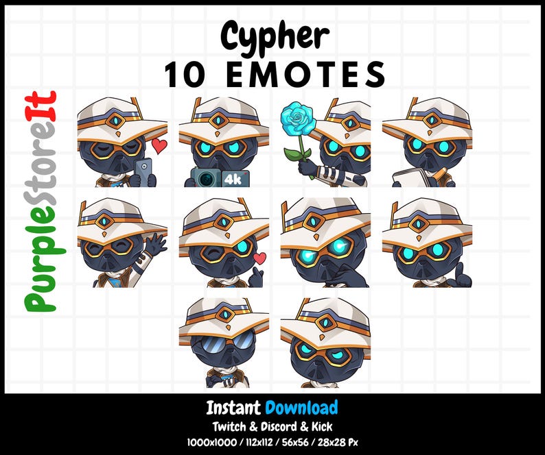 10 Cypher Emotes From Valorant | Twitch Emotes | Discord Emotes | Kick ...
