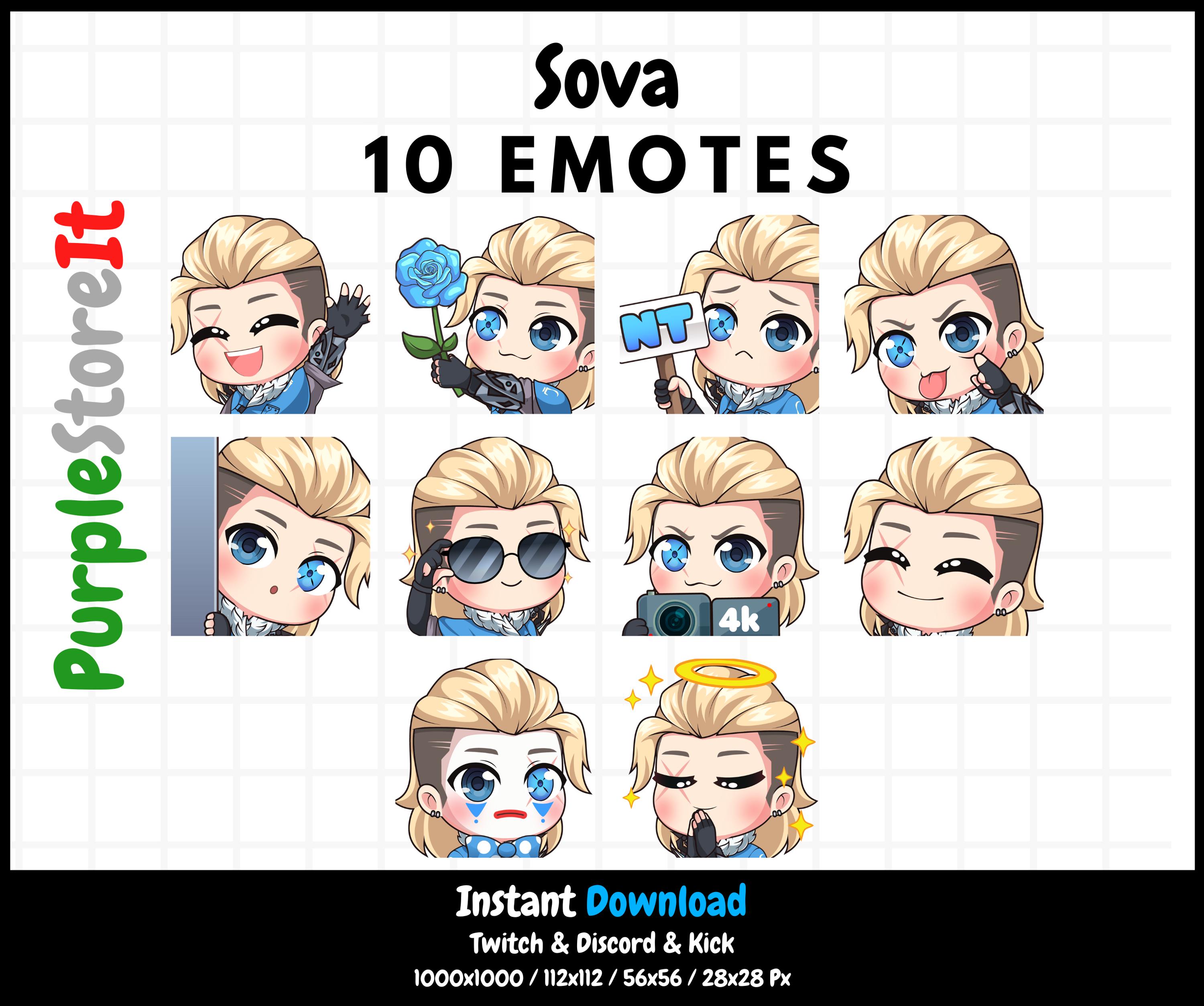 10 Sova Emotes From Valorant | Twitch Emotes | Discord Emotes | Kick ...