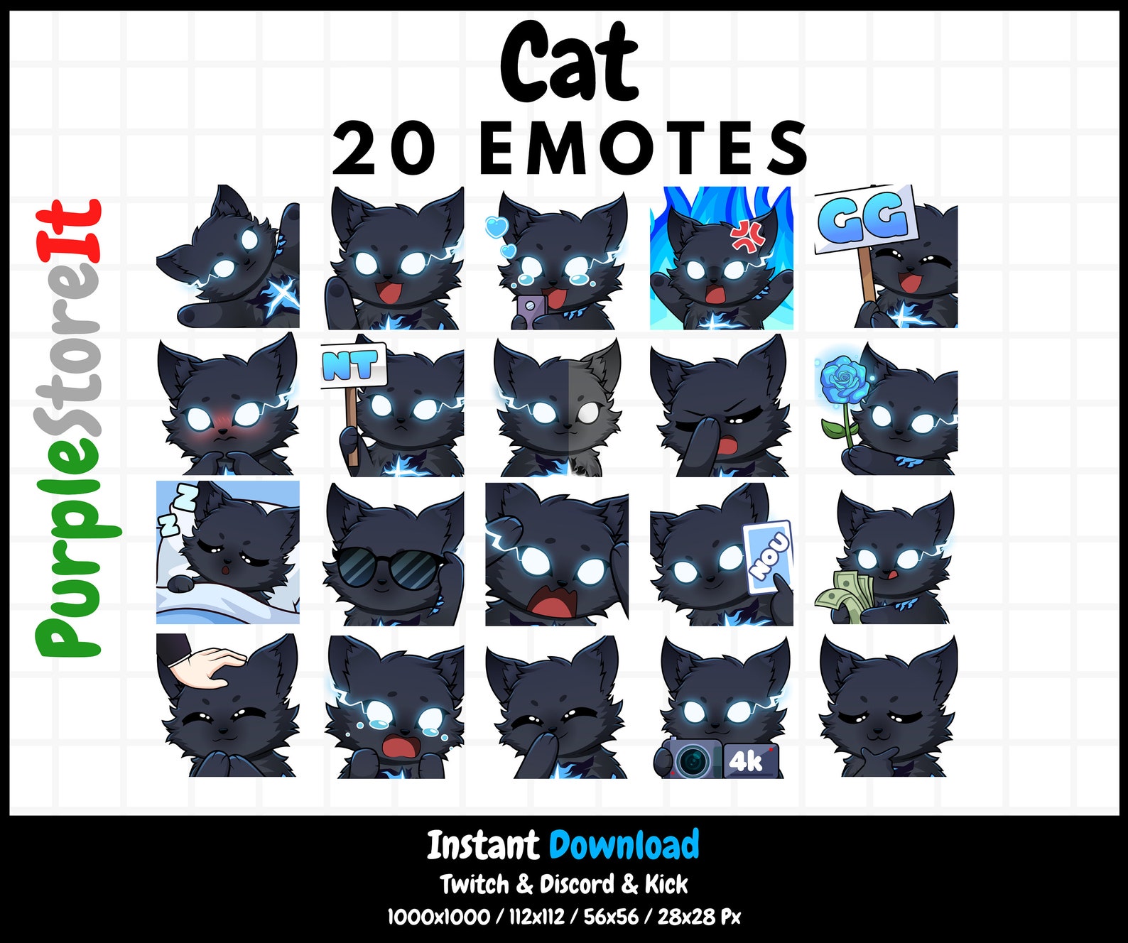 20 Blue Cat Emotes | Twitch Emotes | Discord Emotes | Kick Emotes ...