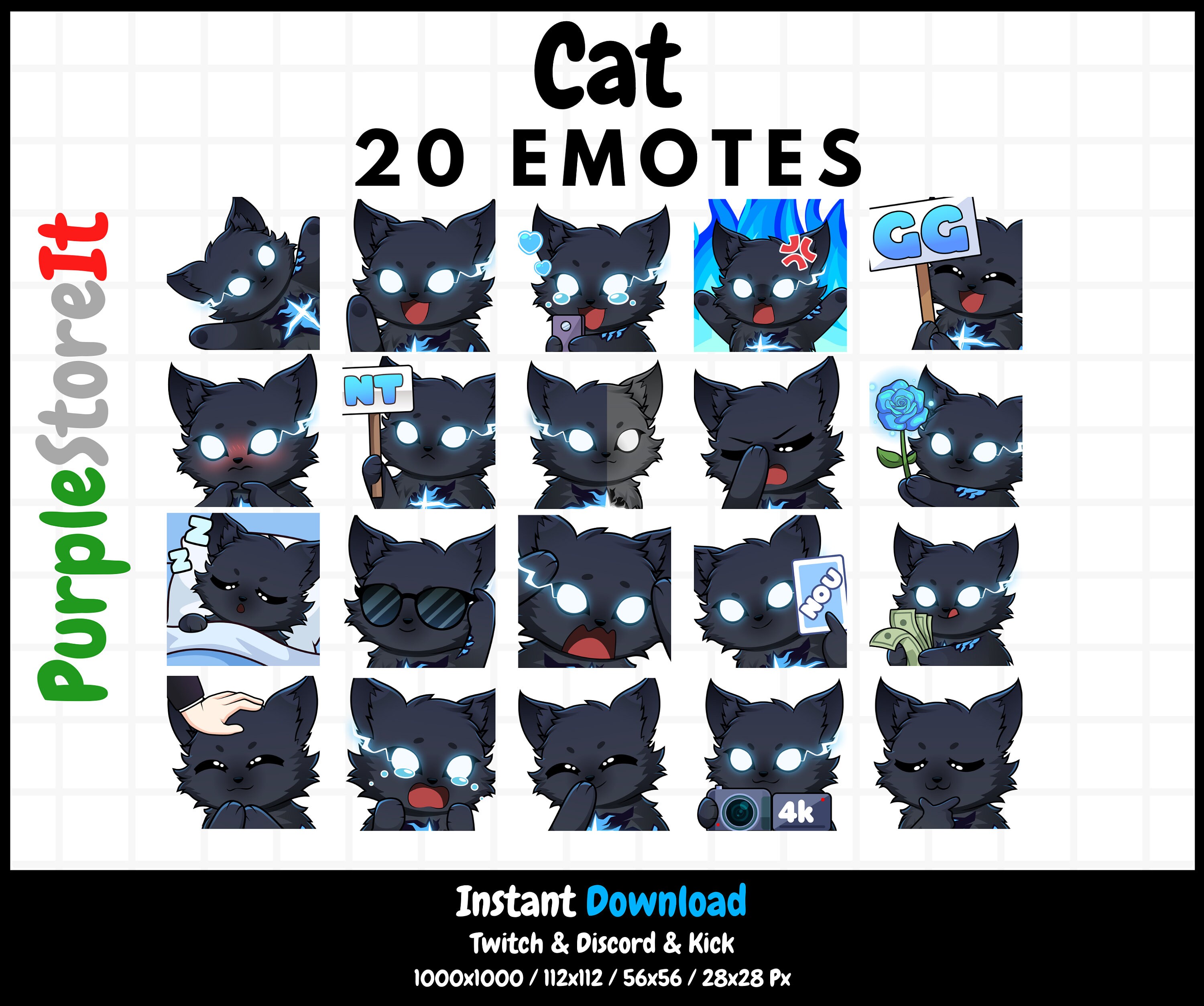 20 Blue Cat Emotes | Twitch Emotes | Discord Emotes | Kick Emotes ...
