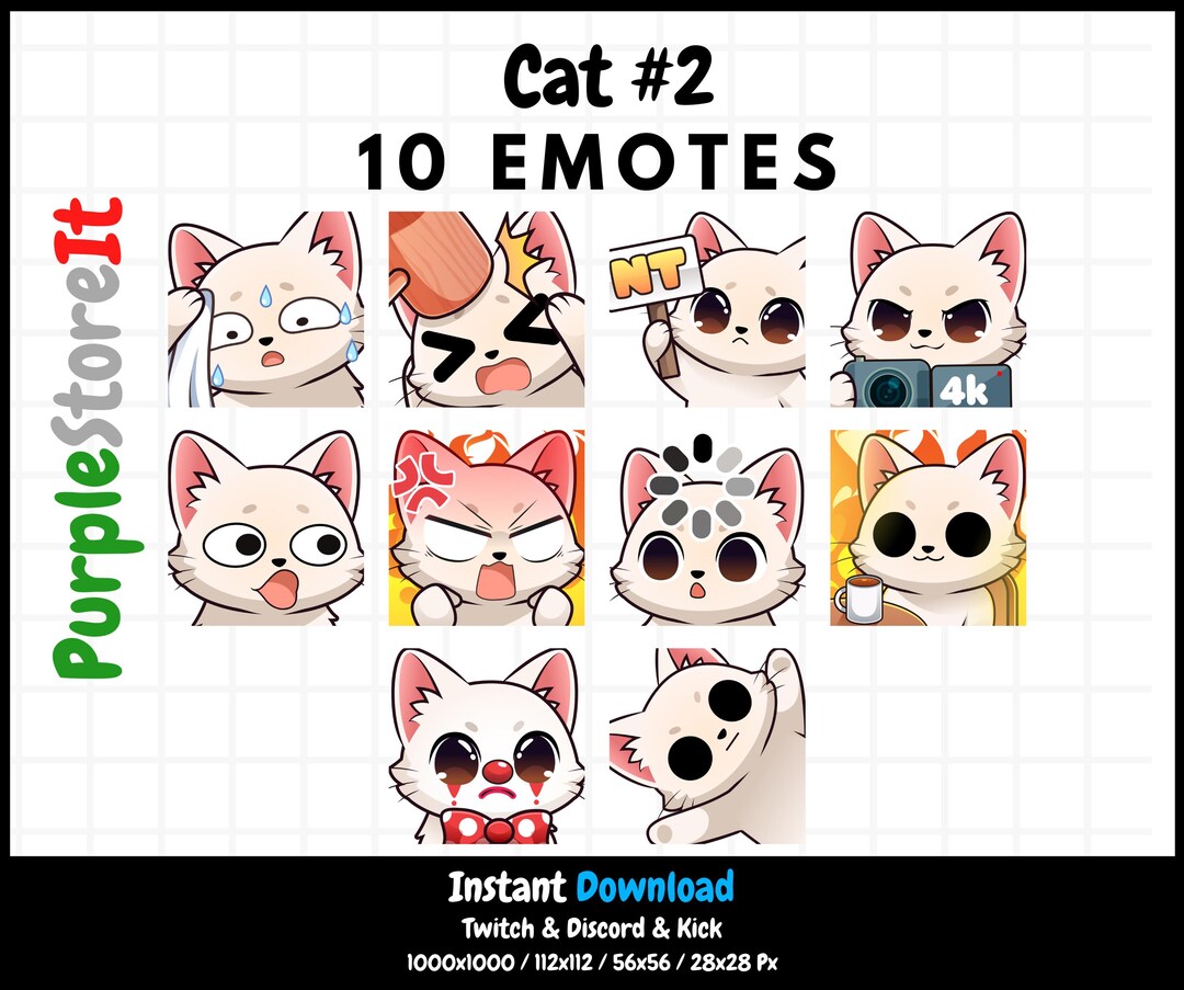 10 White Cat Emotes | Twitch Emotes | Discord Emotes | Kick Emotes ...