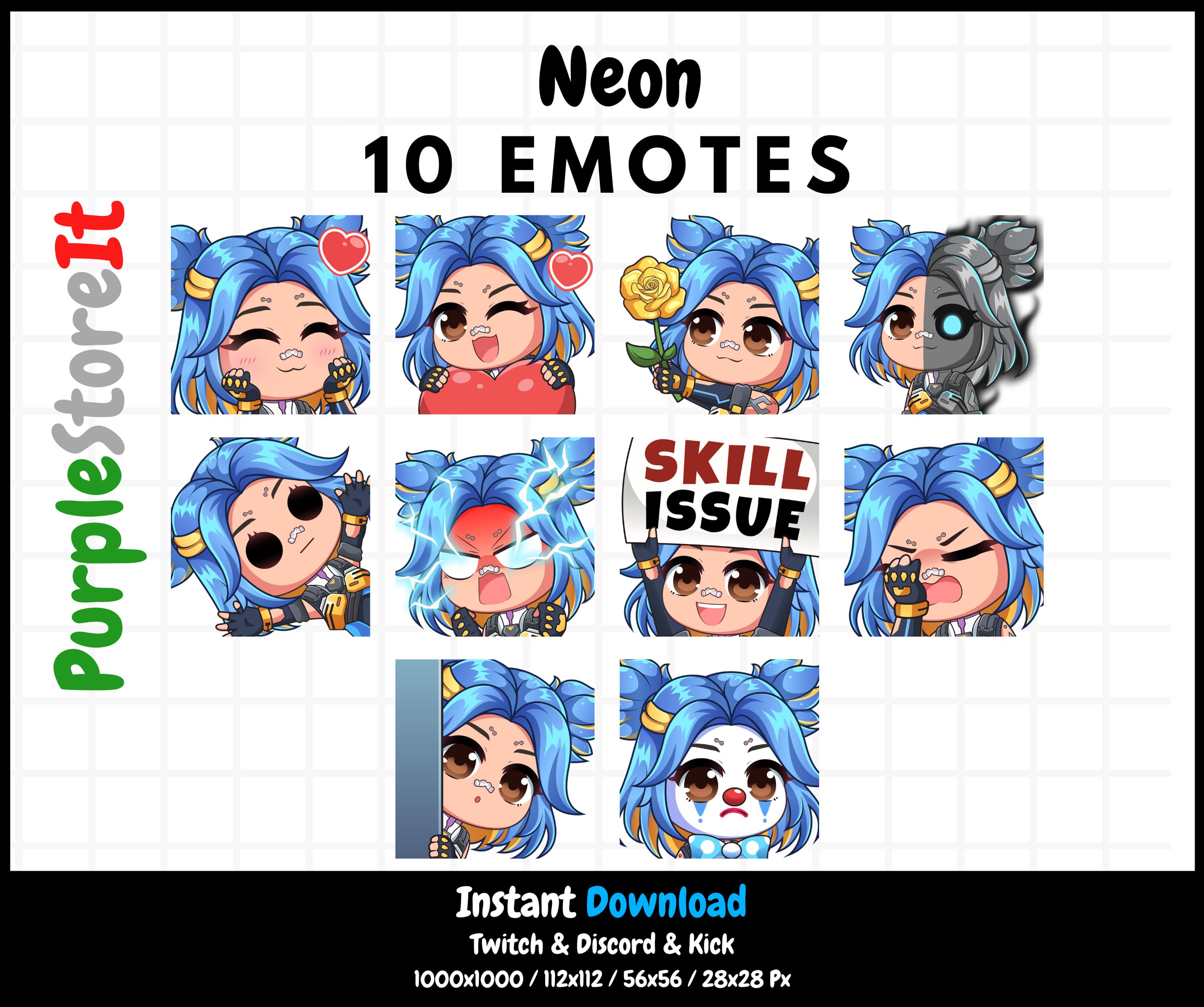 10 Neon Emotes From Valorant | Twitch Emotes | Discord Emotes | Kick ...