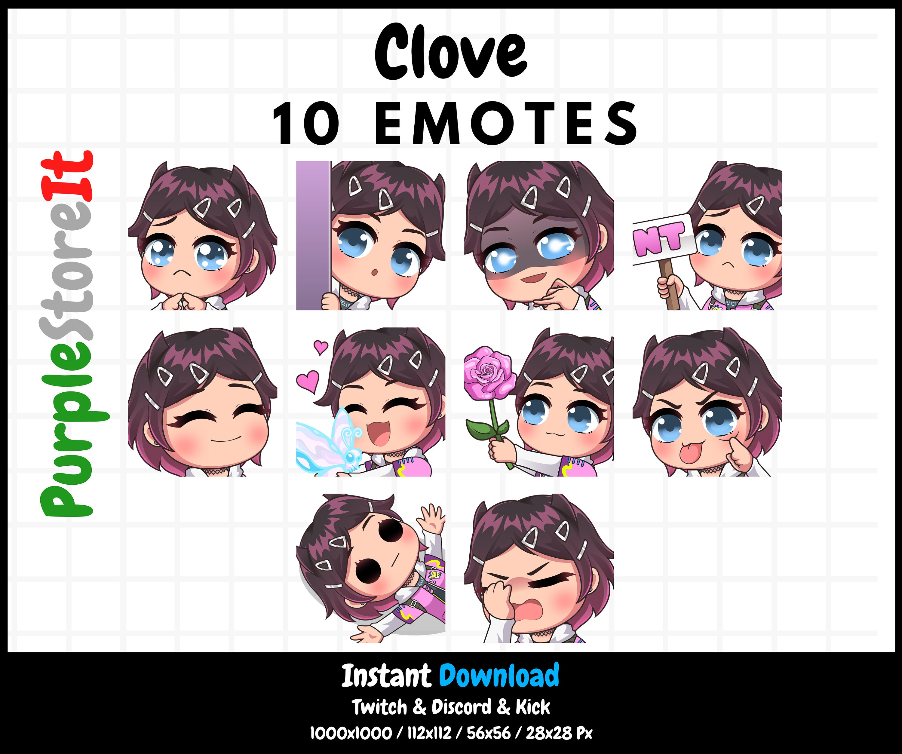 10 Clove Emotes From Valorant | Twitch Emotes | Discord Emotes | Kick ...