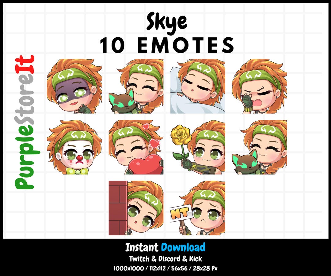 10 Skye Emotes From Valorant | Twitch Emotes | Discord Emotes | Kick ...