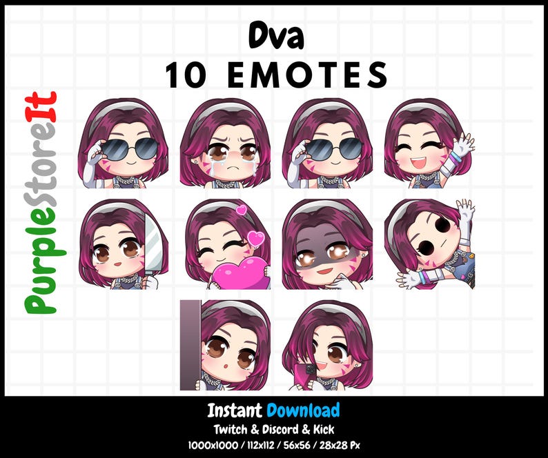 10 Dva Emotes From Overwatch | Twitch Emotes | Discord Emotes | Kick ...